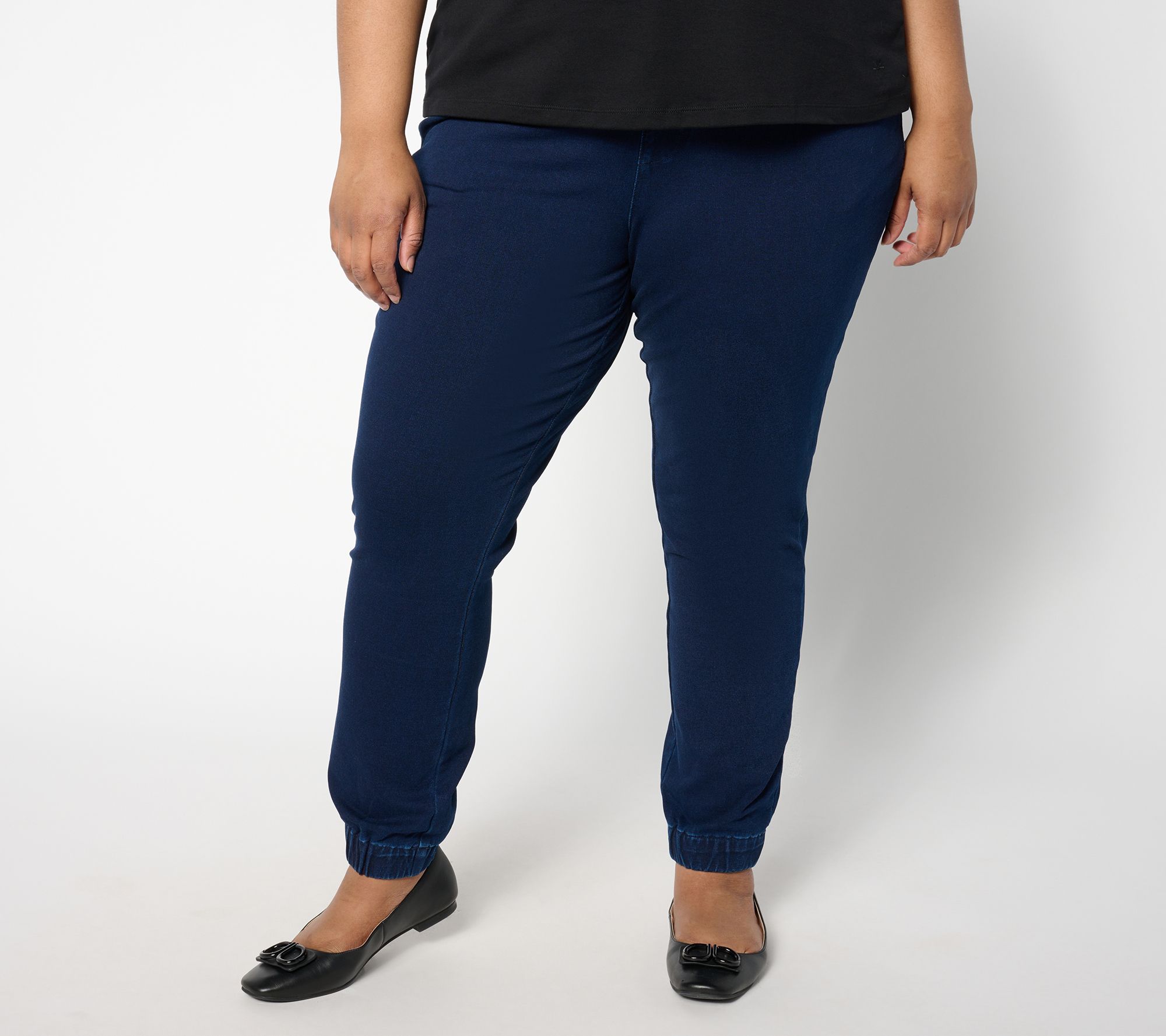 Quacker Factory Short DreamJeannes Flat Waistband Jogger - QVC.com