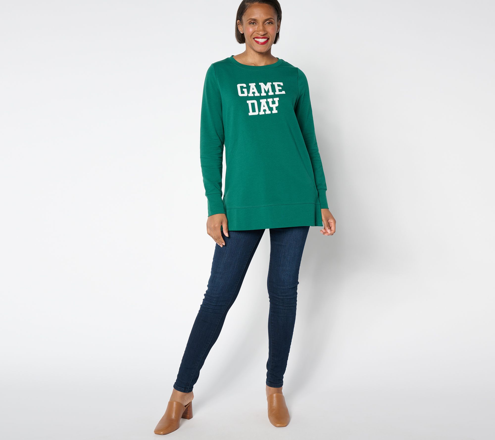 "As Is" Belle by Kim Gravel Game Day Top with Side Slits - QVC.com