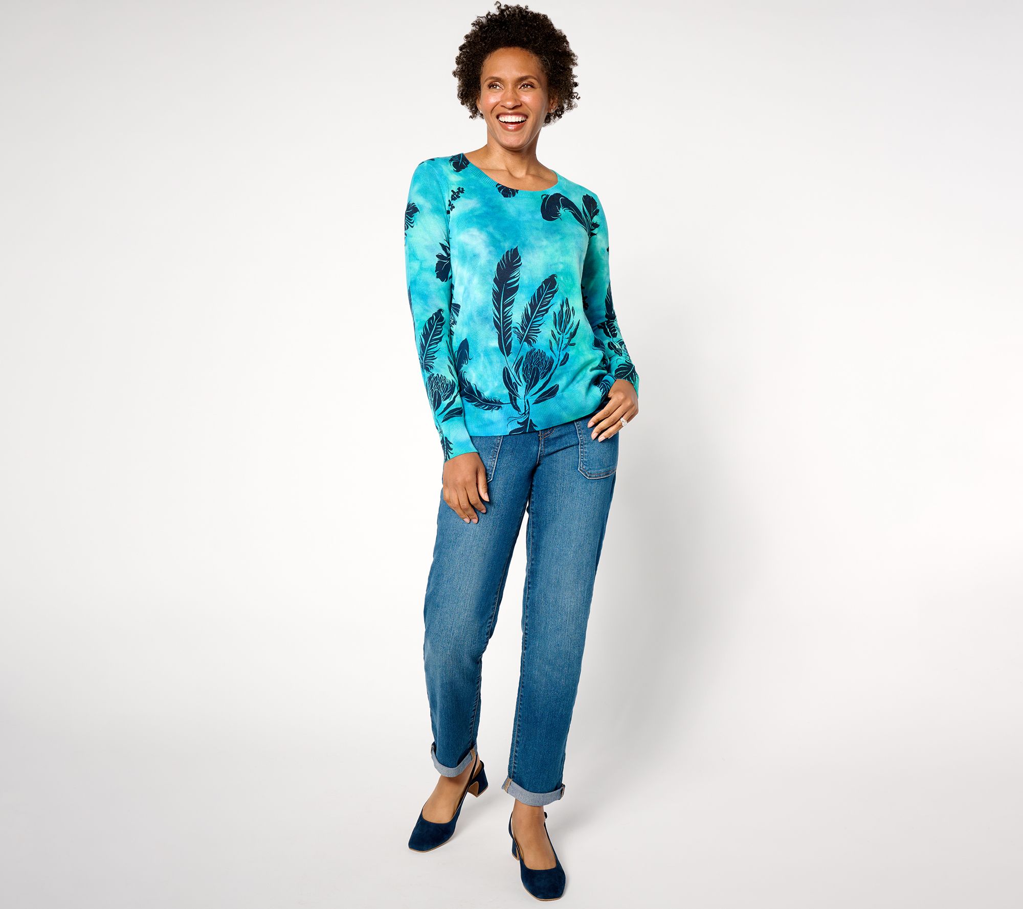 "As Is" Attitudes by Renee Dye Effect Long Sleeve Sweater - QVC.com