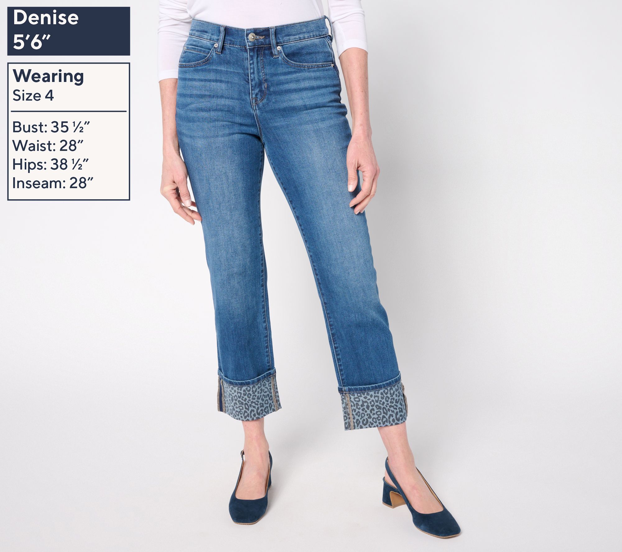 nicole by Nicole Miller Petite Stretch Printed Cuff Ankle Jean - QVC.com