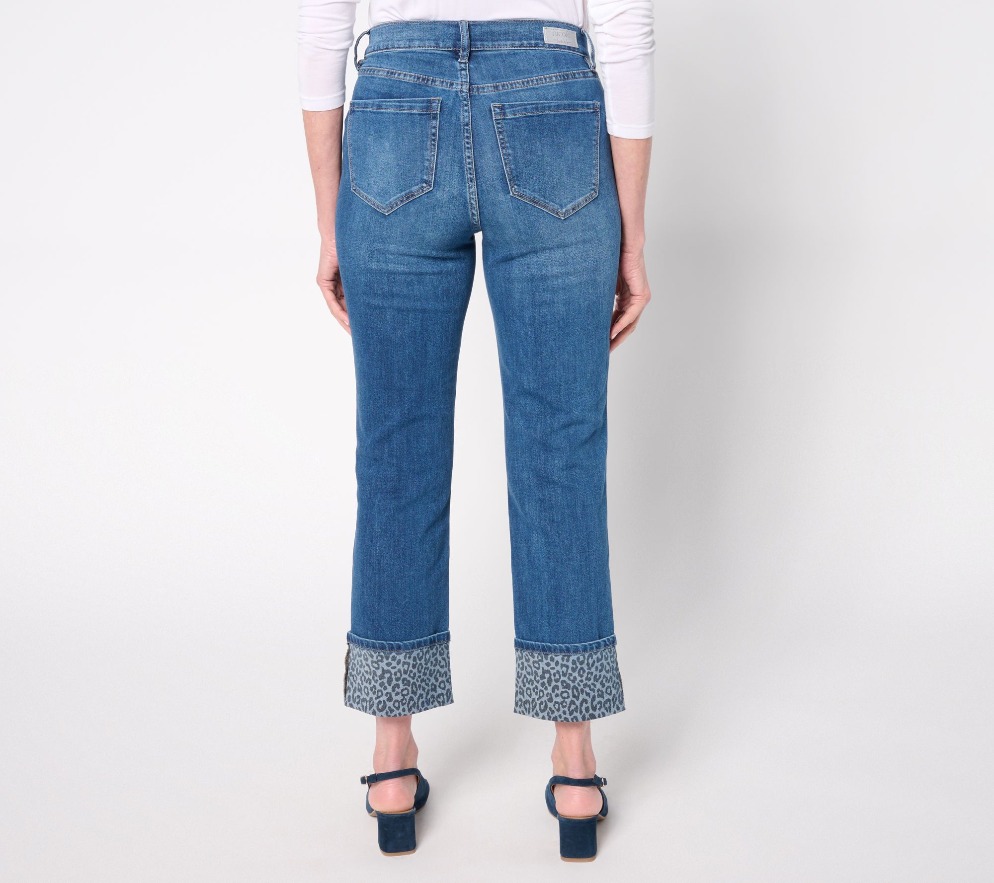 nicole by Nicole Miller Petite Stretch Printed Cuff Ankle Jean - QVC.com