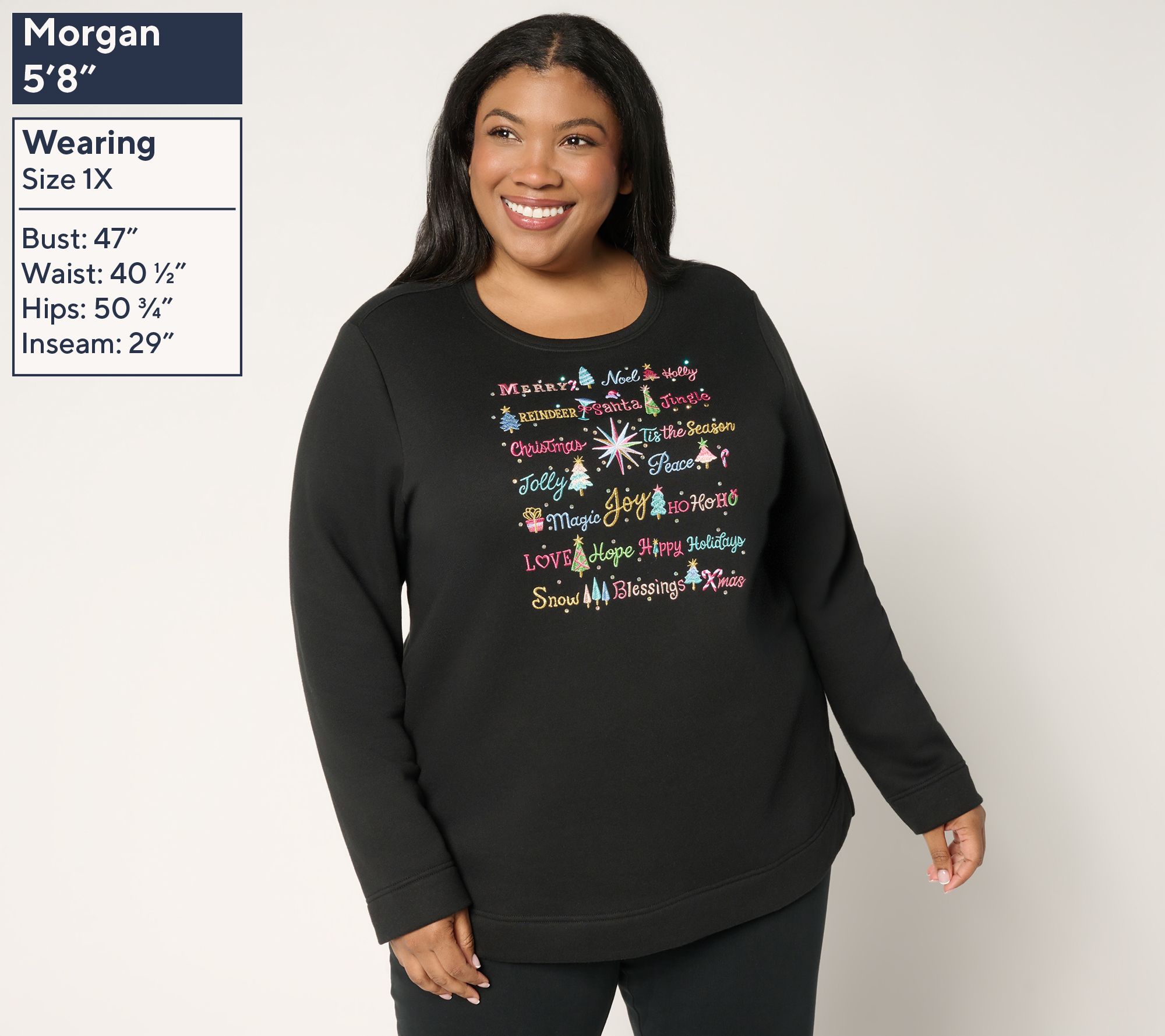 Quacker Factory Merry and Bright Long Sleeve Sweatshirt - QVC.com