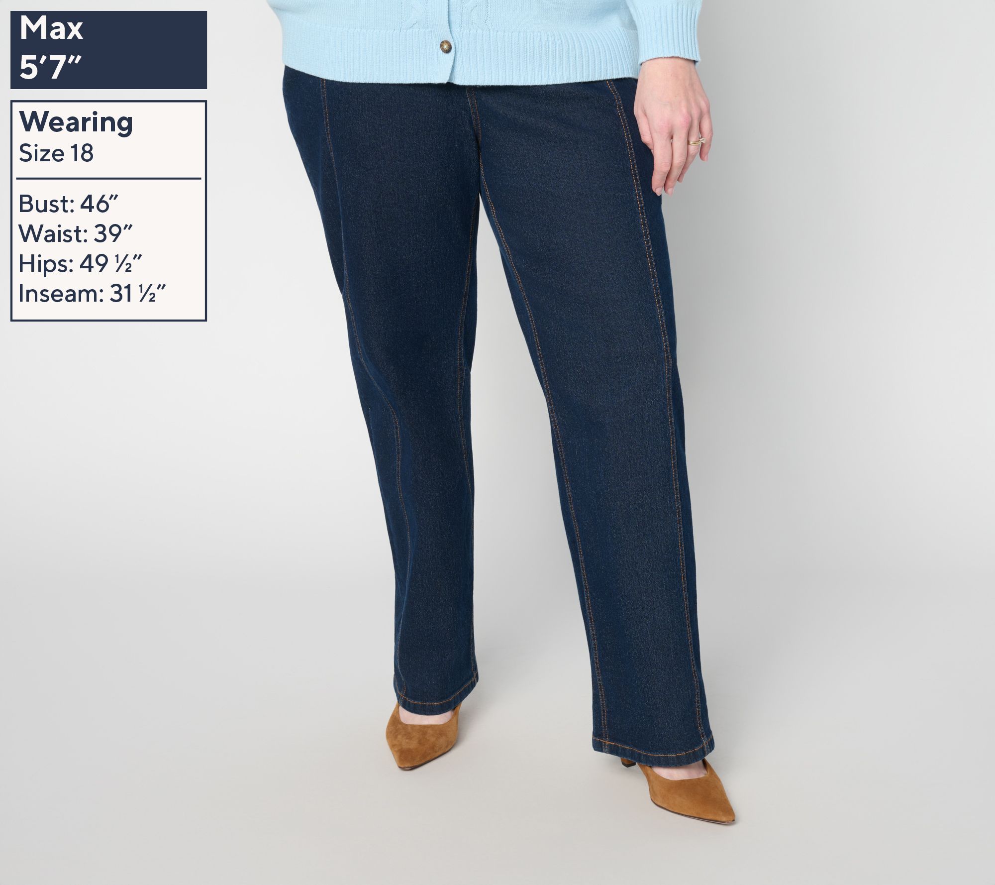 Denim & Co. Regular Indigo Classic Stretch Wide Leg Seamed Jeans - QVC.com