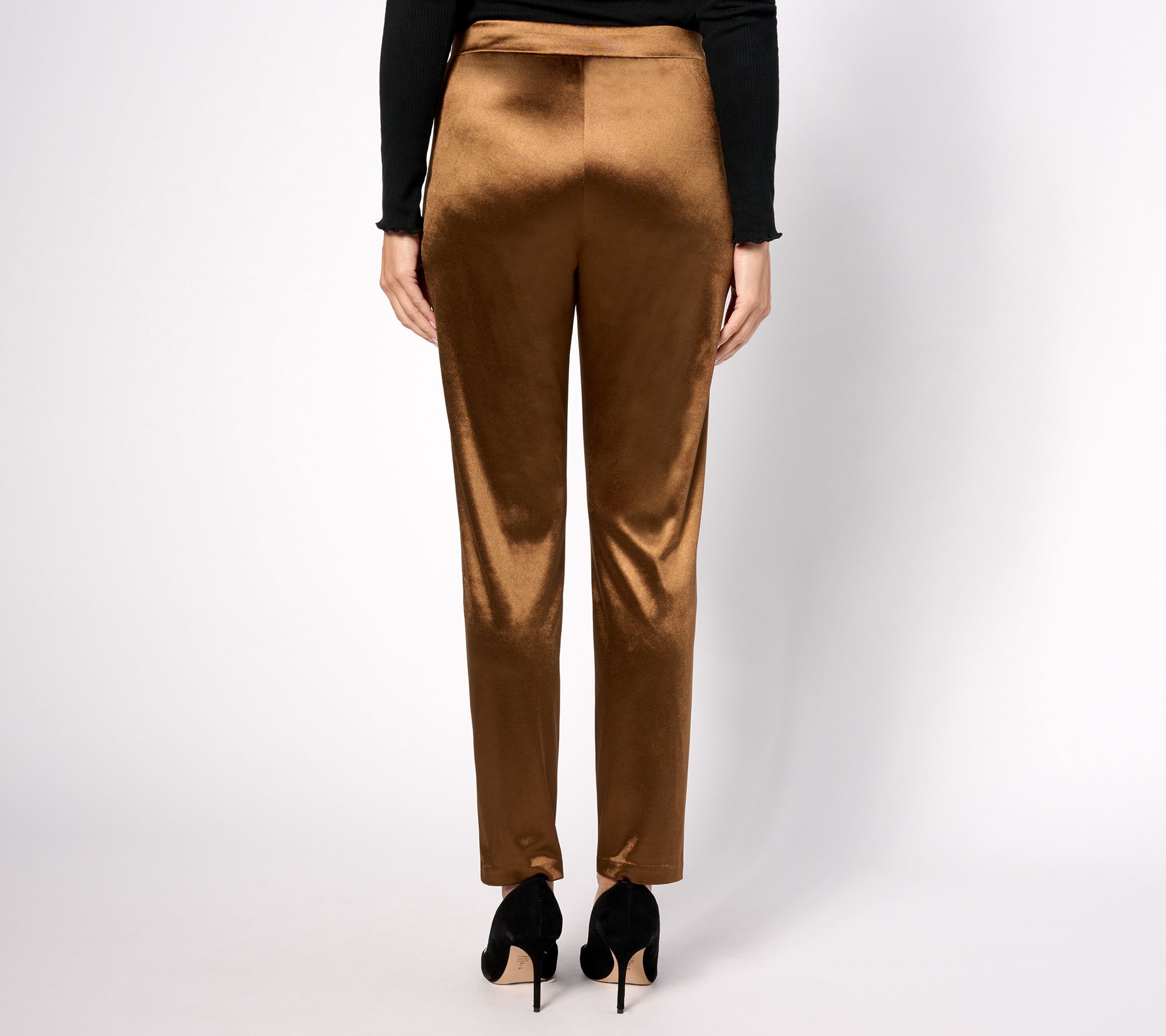Isaac Mizrahi Live! Always Isaac Knit Slim Straight Sateen Pants - QVC.com