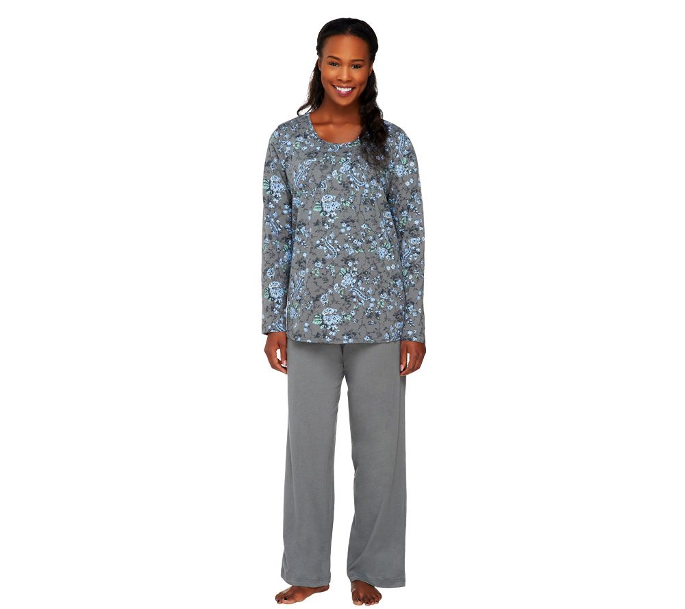 Stan Herman Vines and Roses Printed Brushed Jersey 2pc Pajama Set - QVC.com