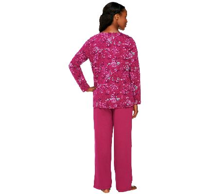 Stan Herman Vines and Roses Printed Brushed Jersey 2pc Pajama Set - QVC.com