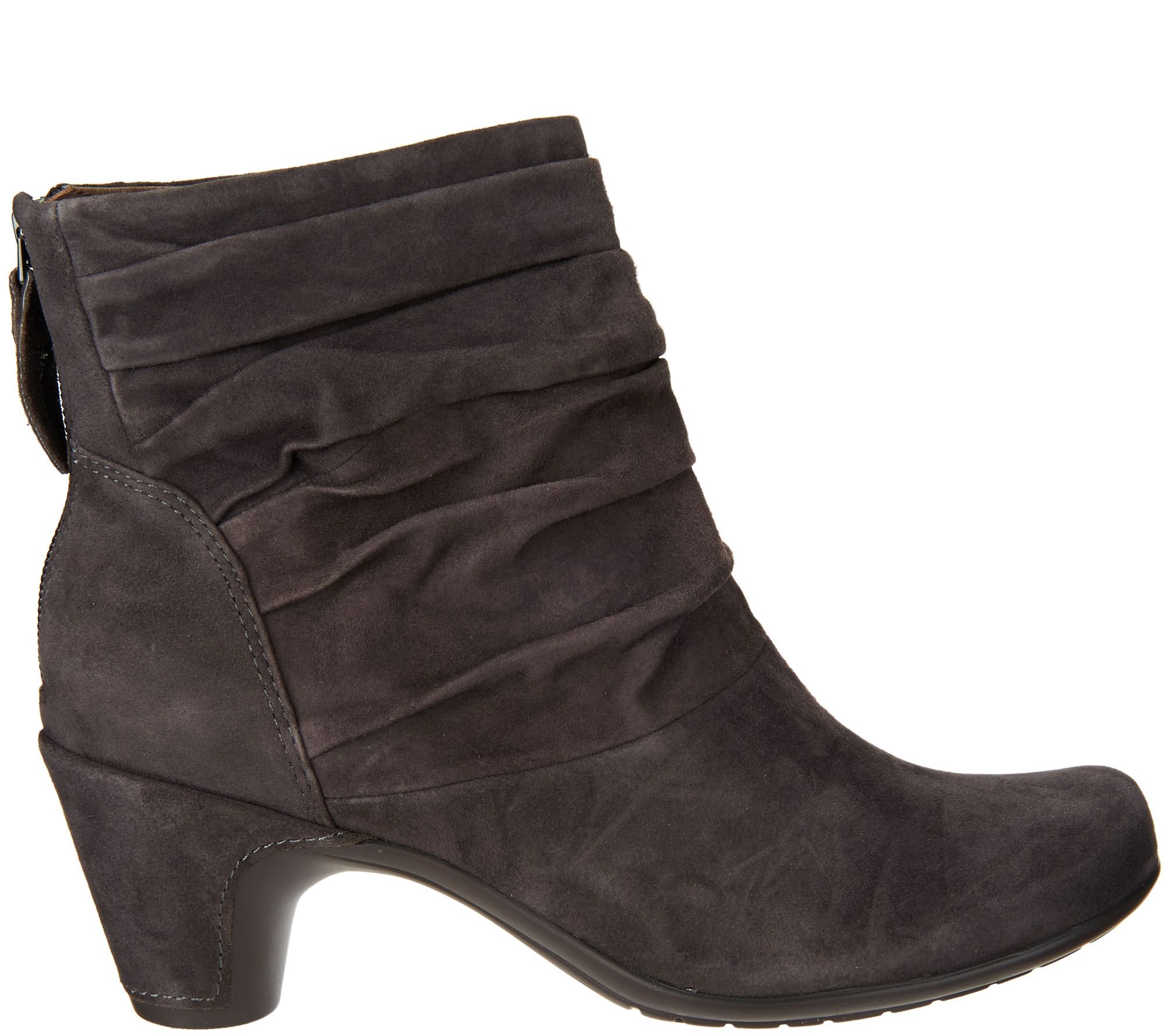 Earthies Suede Ruched Ankle Booties - Vicenza - QVC.com
