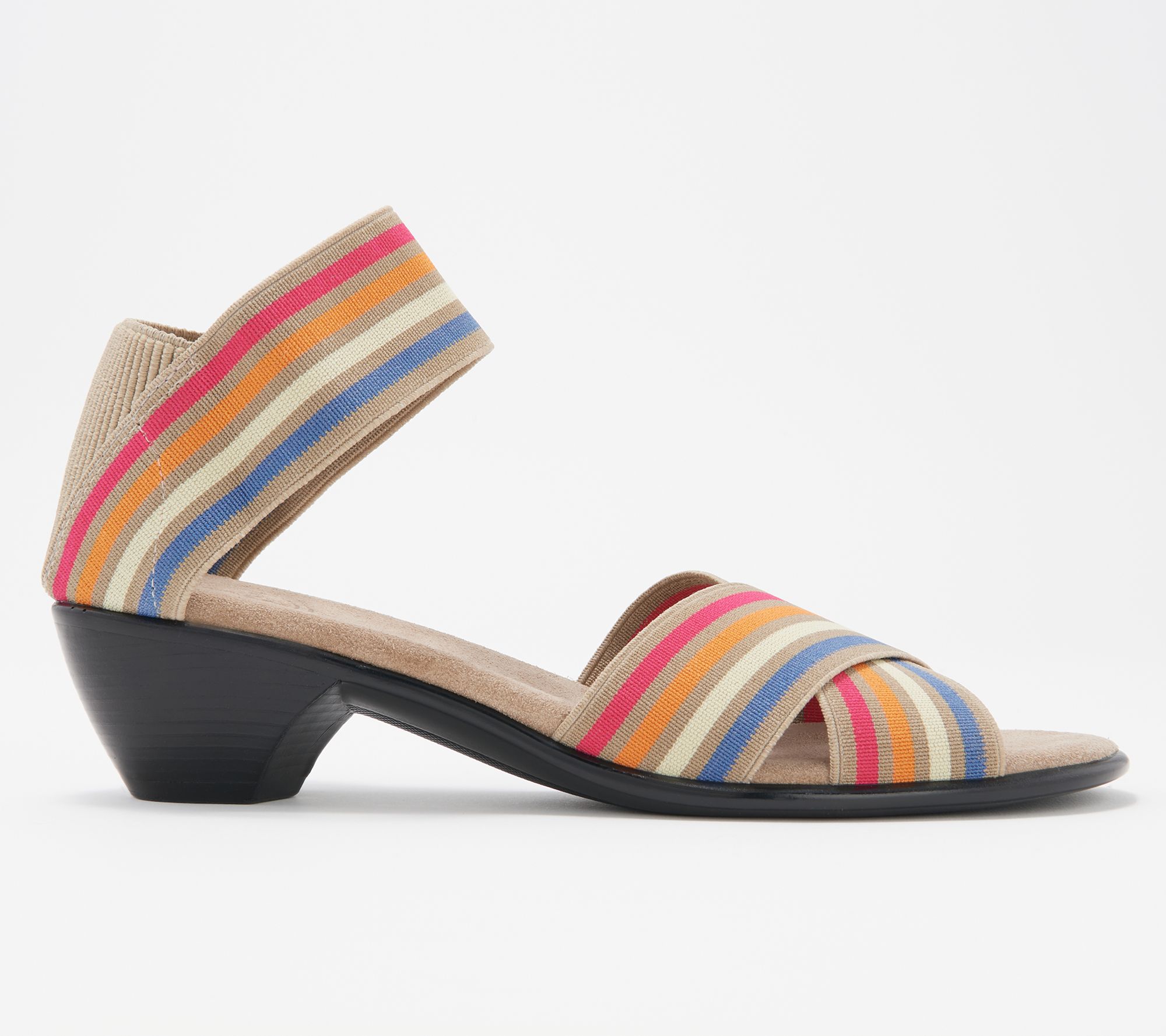 "As Is" Charleston Shoe Co. Stretch Block Heeled Sandal - QVC.com