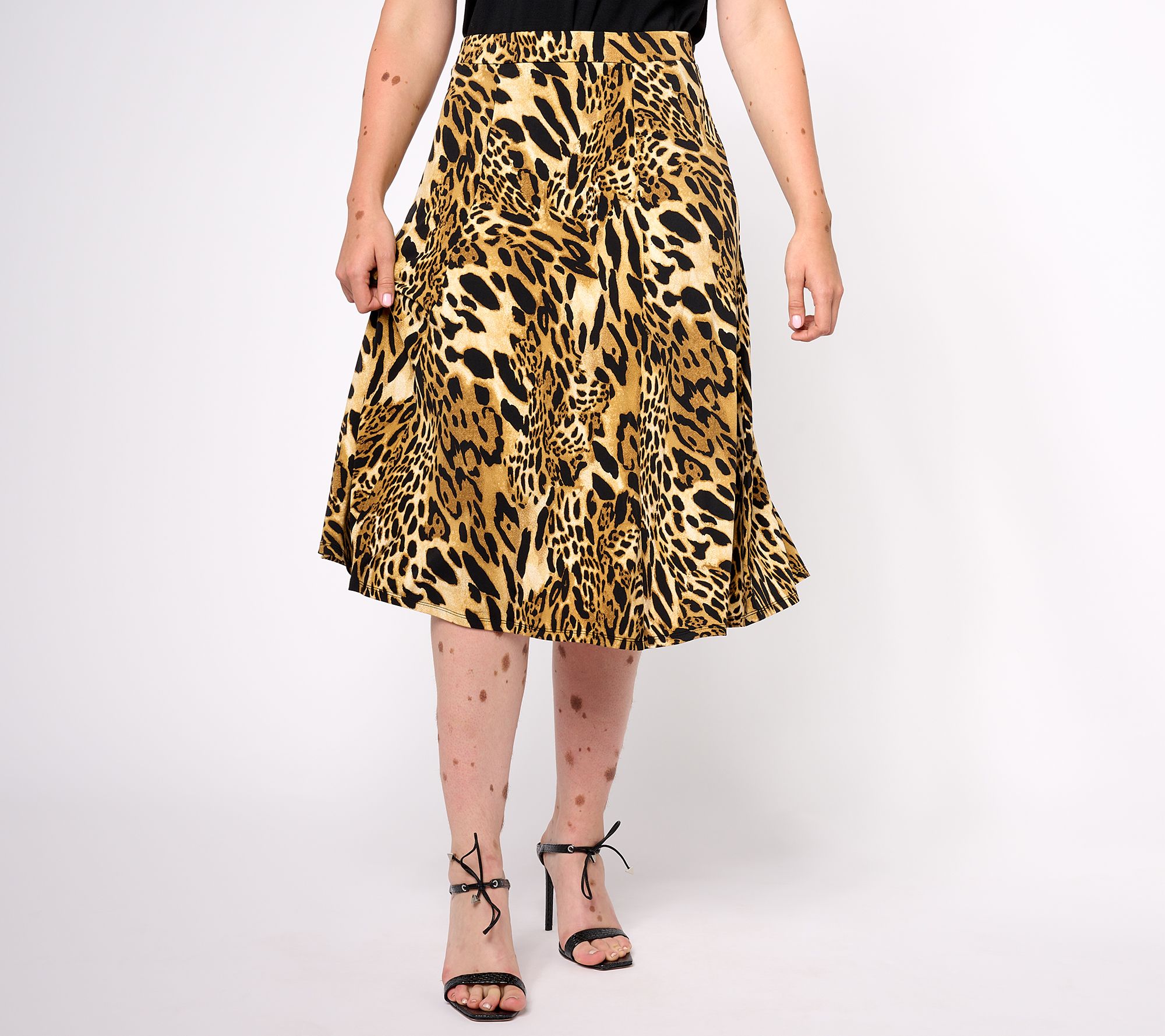 Susan Graver Printed Liquid Knit Midi Skirt - QVC.com