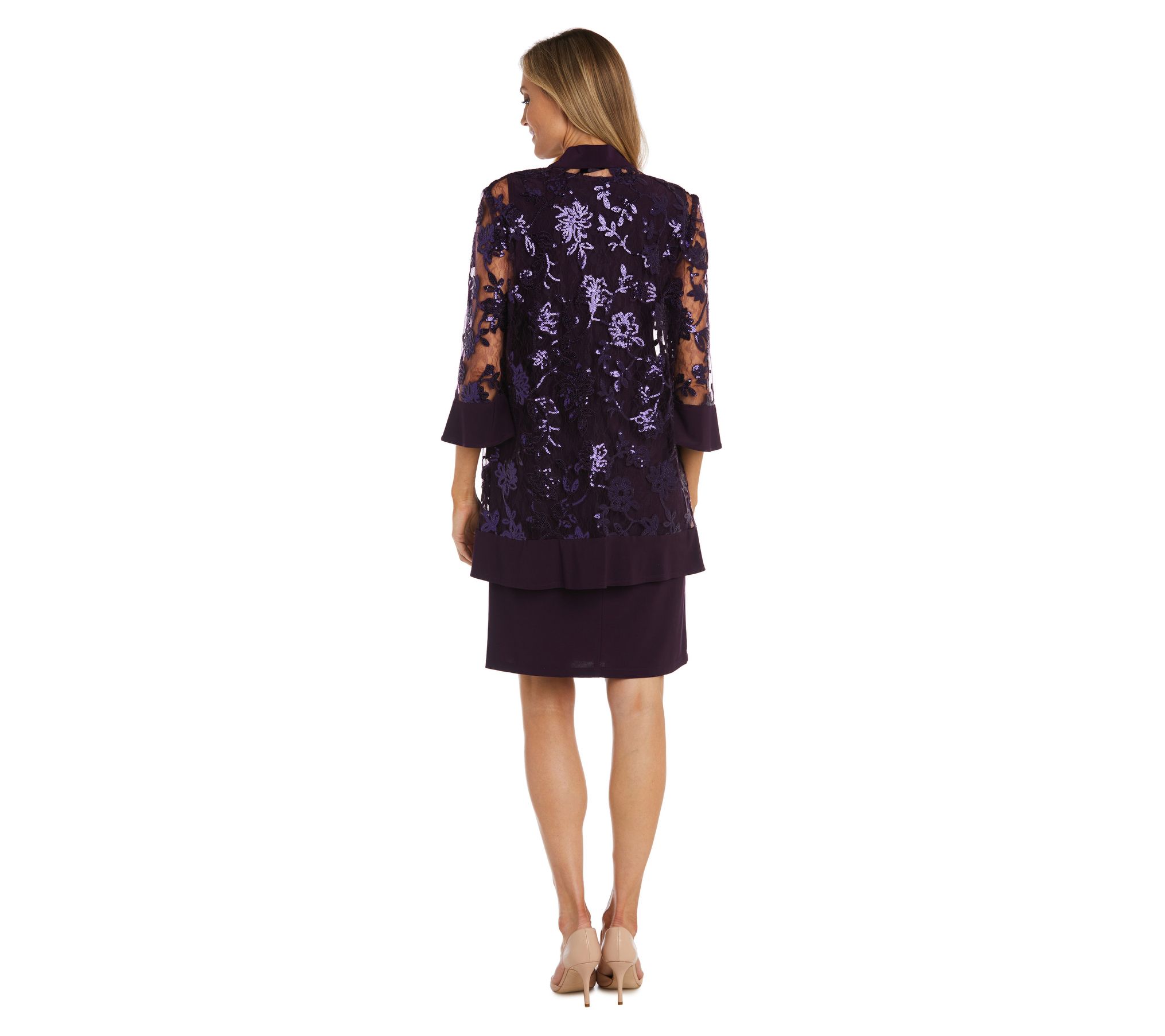 Nightway Jacket Dress with necklace - QVC.com