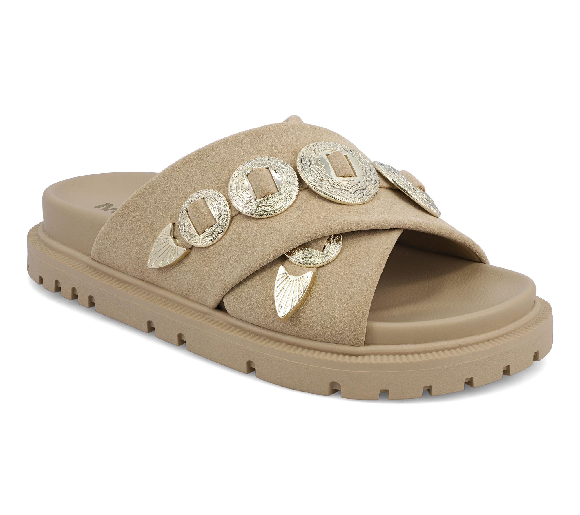 MIA Shoes Western Inspired Slip-On Slides - Gorgene - QVC.com