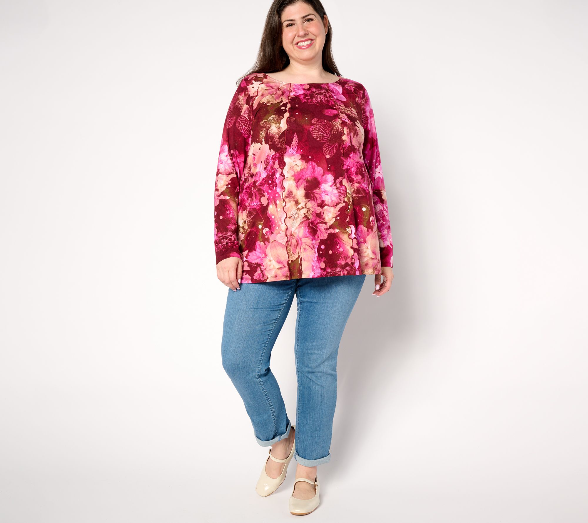 Attitudes by Renee Ballet Neck Top w/ Detail Seaming - QVC.com