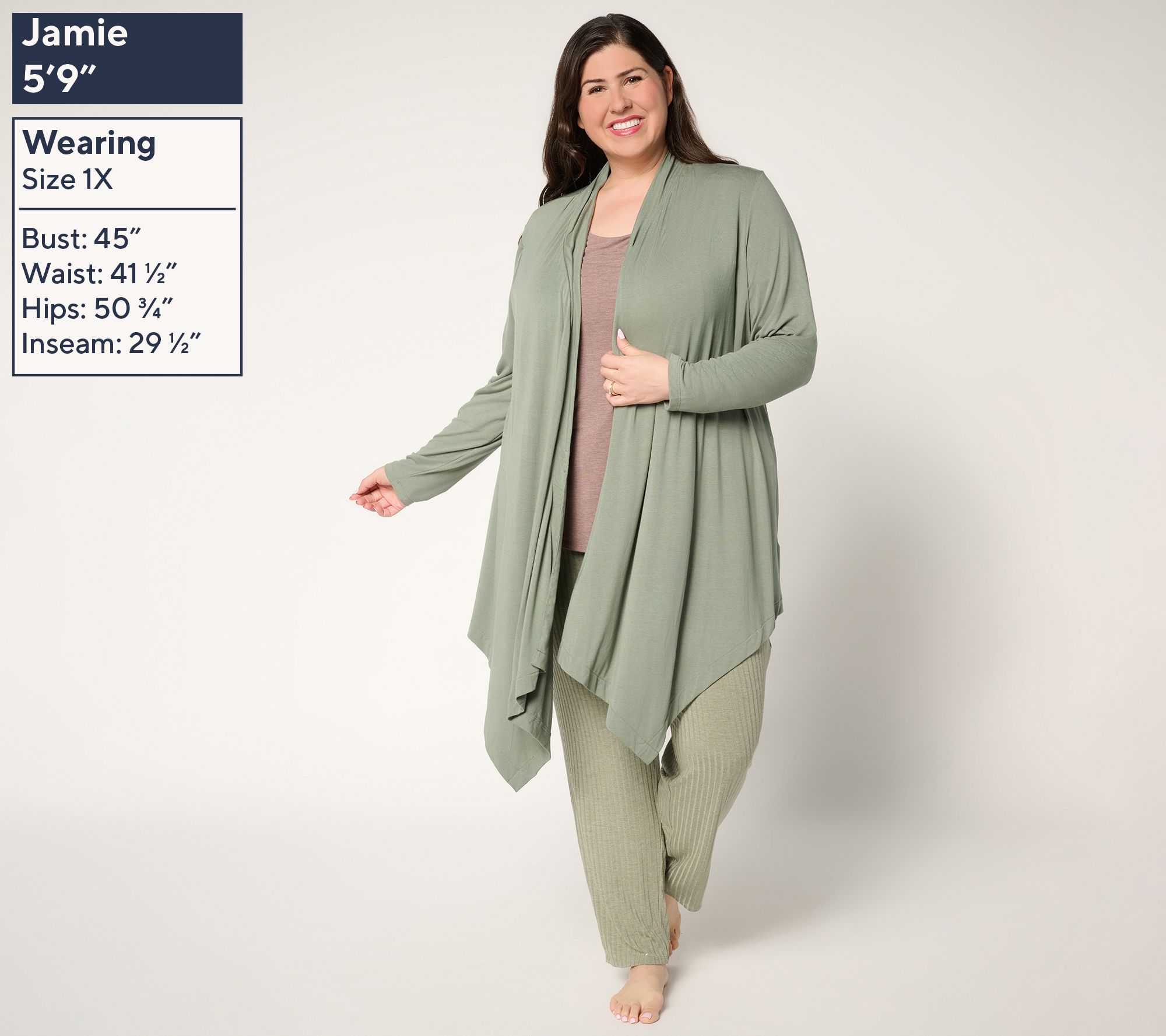 Modern Soul Soothing Knit Jersey Waterfall Long Sleeve Wrap - QVC.com