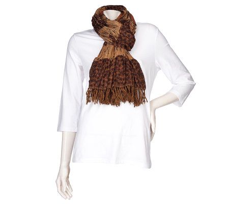 Shop Intuition by Jaye Hersh Stretch Scarf with Fringe Trim - QVC.com