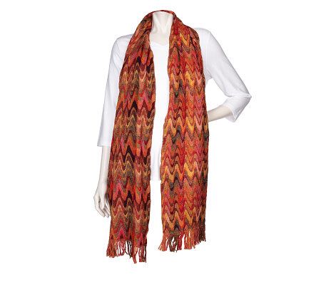 Shop Intuition by Jaye Hersh Stretch Scarf with Fringe Trim - QVC.com