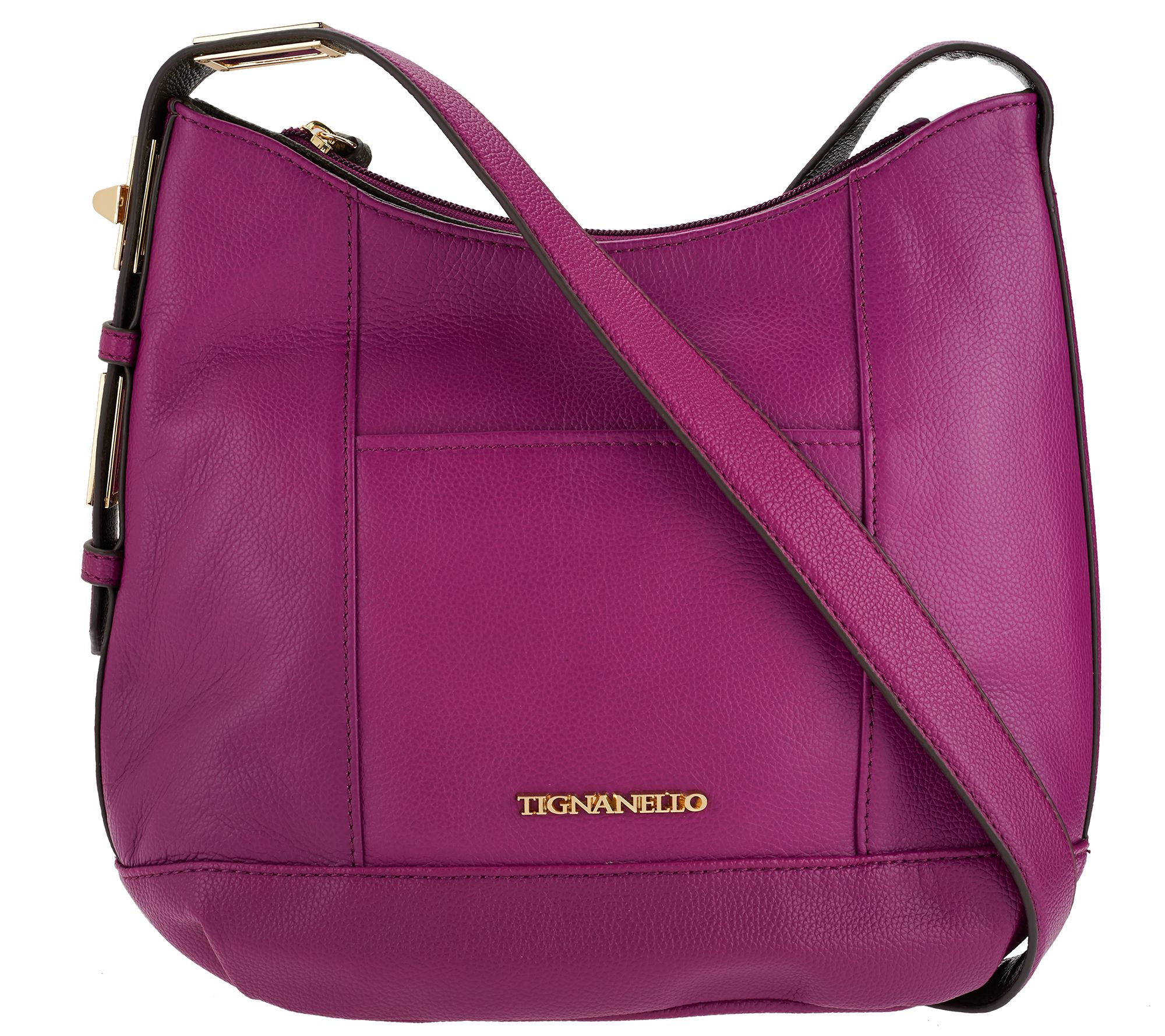 Tignanello Pebble Leather Crossbody with Turnlock Detail - QVC.com