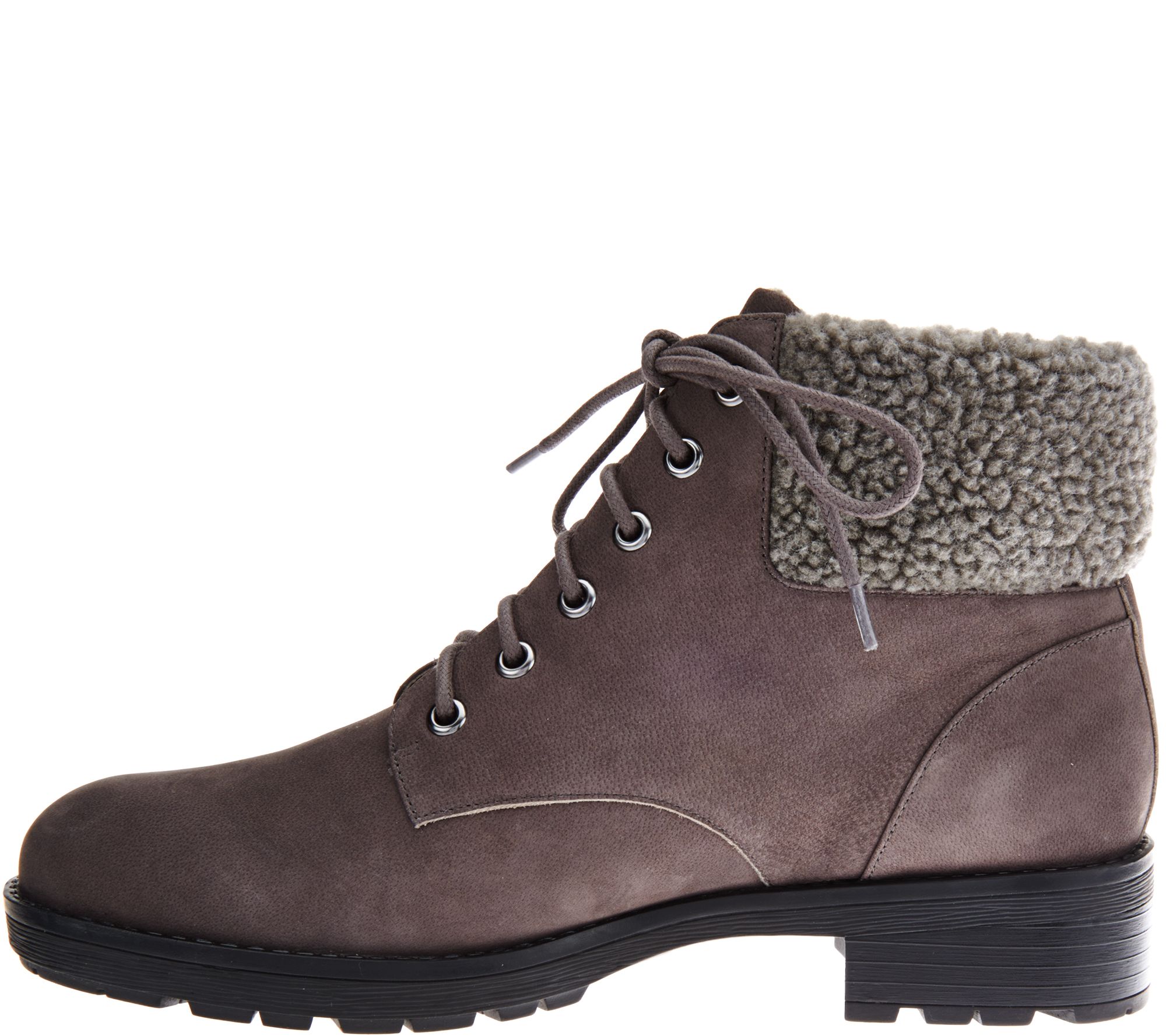 Vionic Lace-up Boots with Faux Fur Trim - Lolland - QVC.com