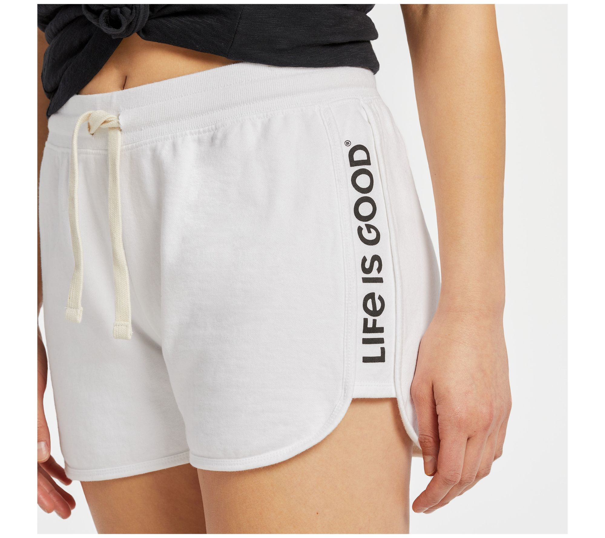 Life is Good Women's Cloud White Simply True Fl eece Short - QVC.com