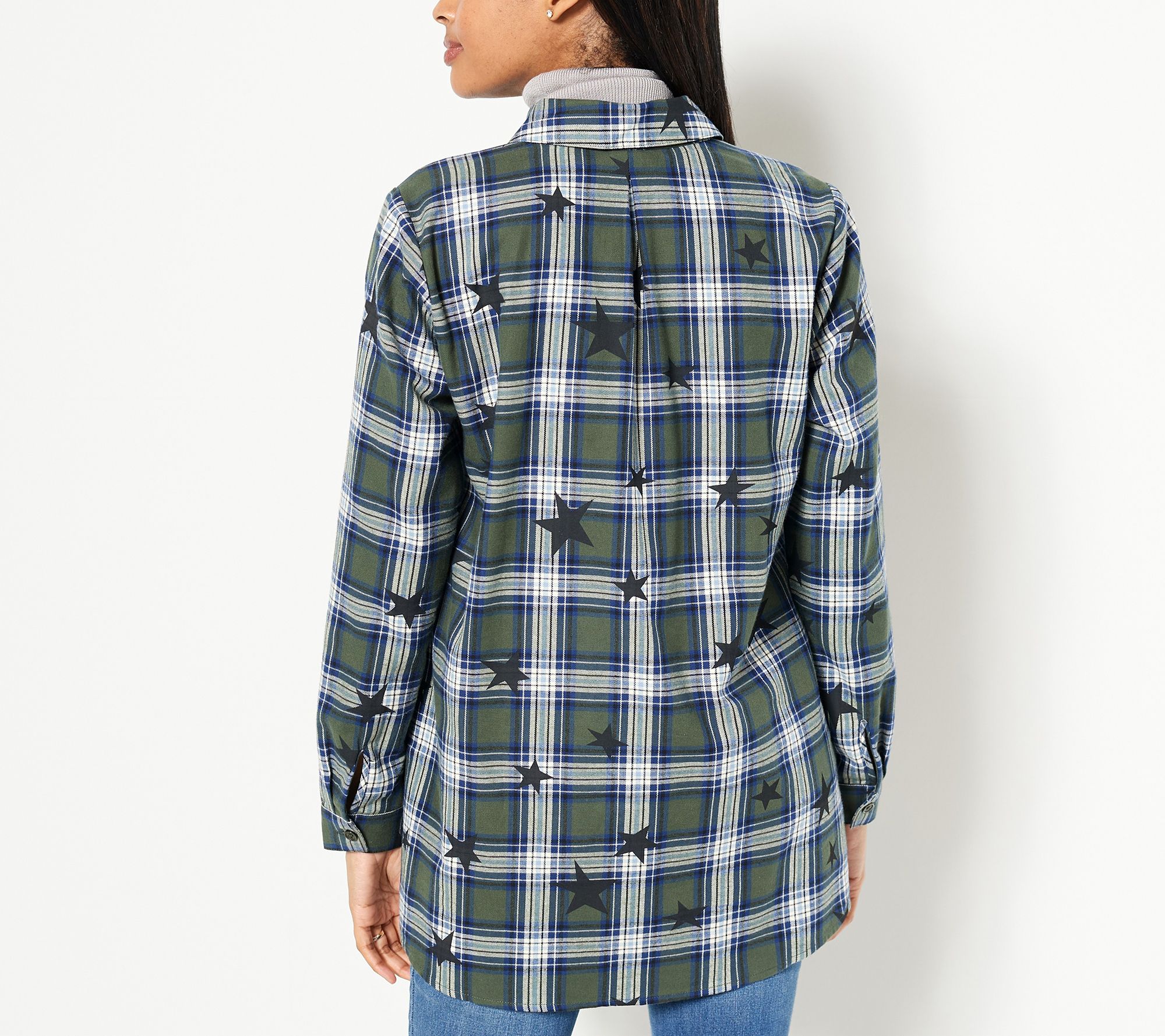"As Is" Joan Rivers Celestial Plaid Flannel Shirt - QVC.com