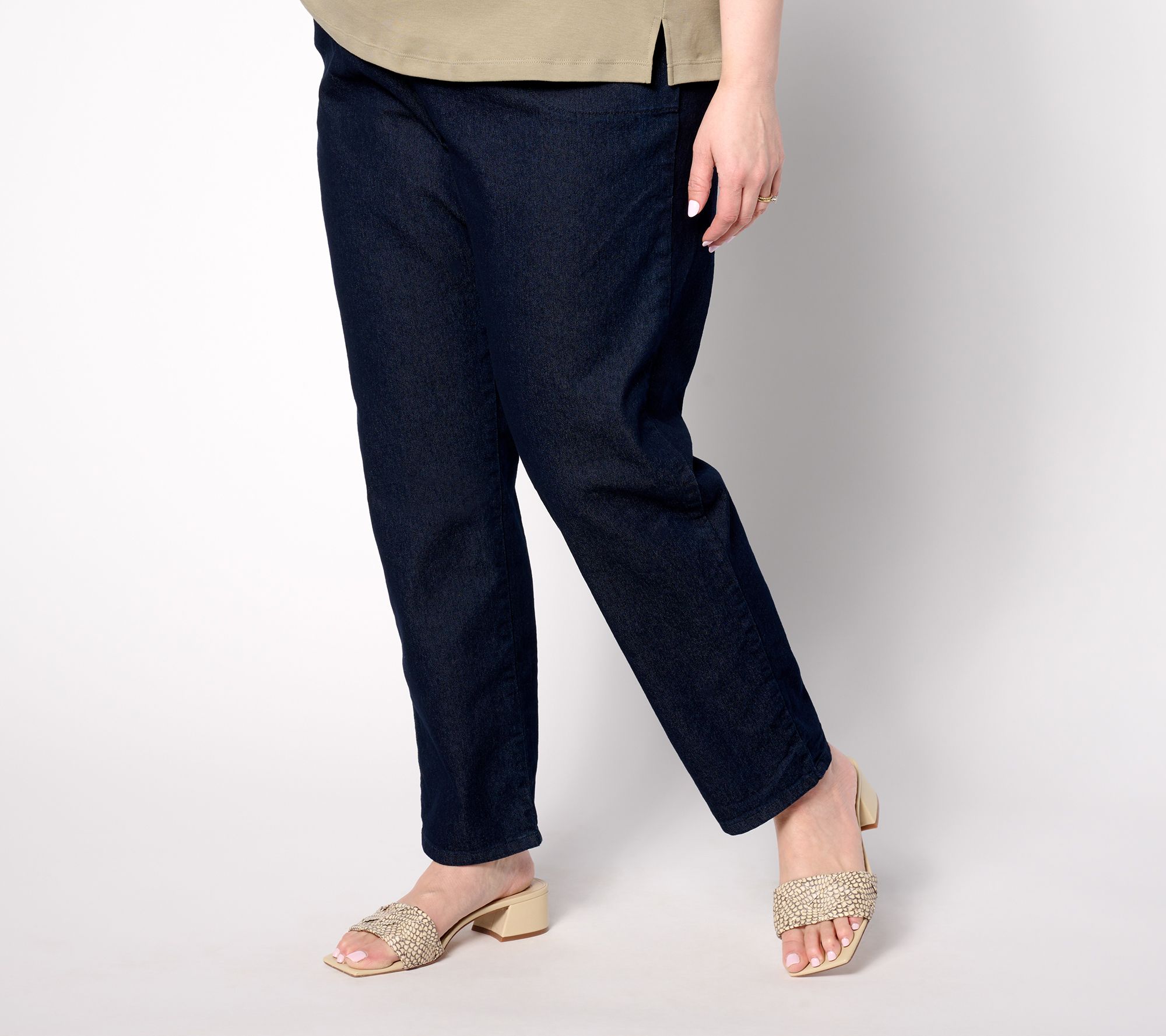 Denim & Co. Regular Indigo Flat Front Side Pocket Pant - QVC.com