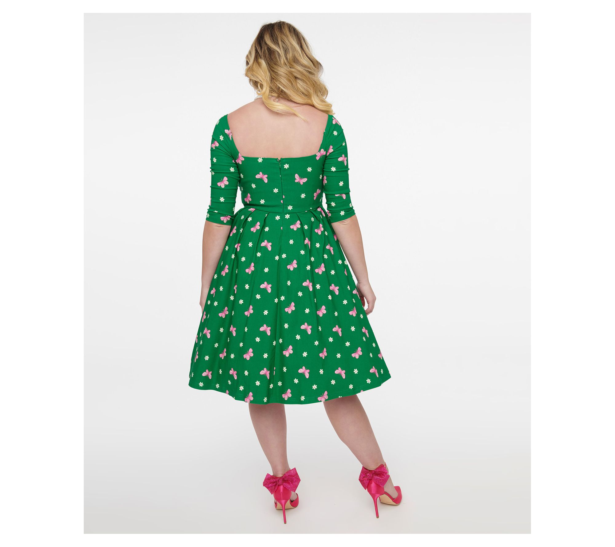Unique Vintage Butterfly Stamp Print Swing Dress - QVC.com