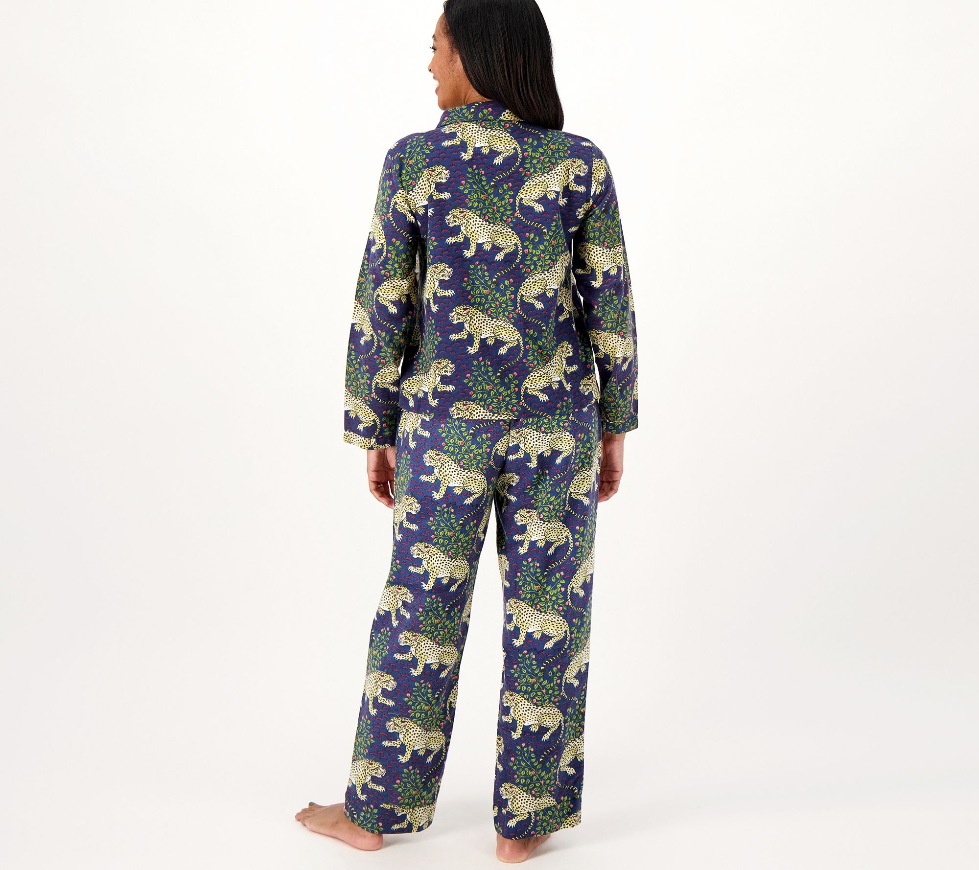 "As Is" Printfresh Flannel Long Sleeve Collared Pajama Set - QVC.com