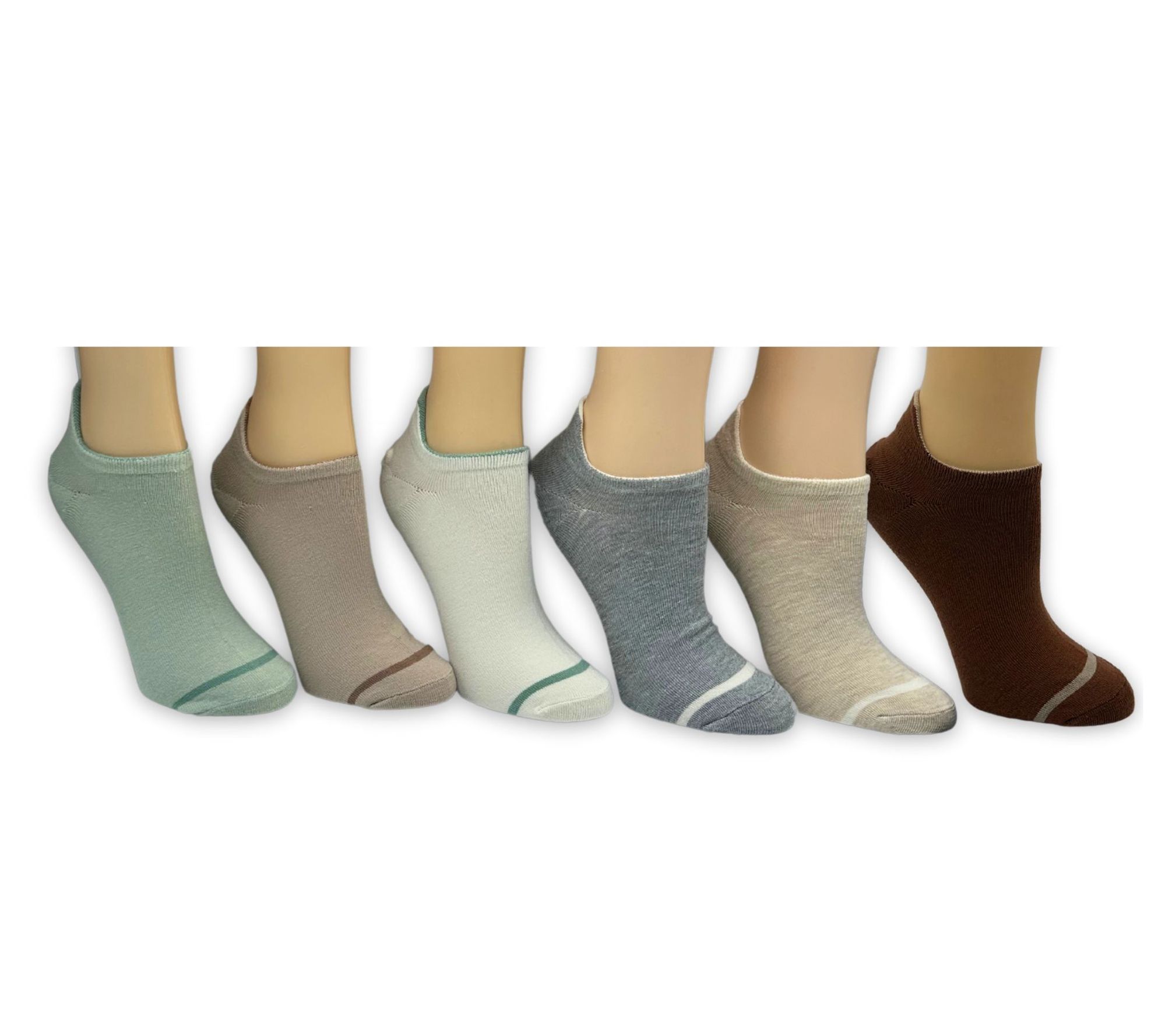Brookstone Ladies' Set of 6 No-Show Socks - QVC.com