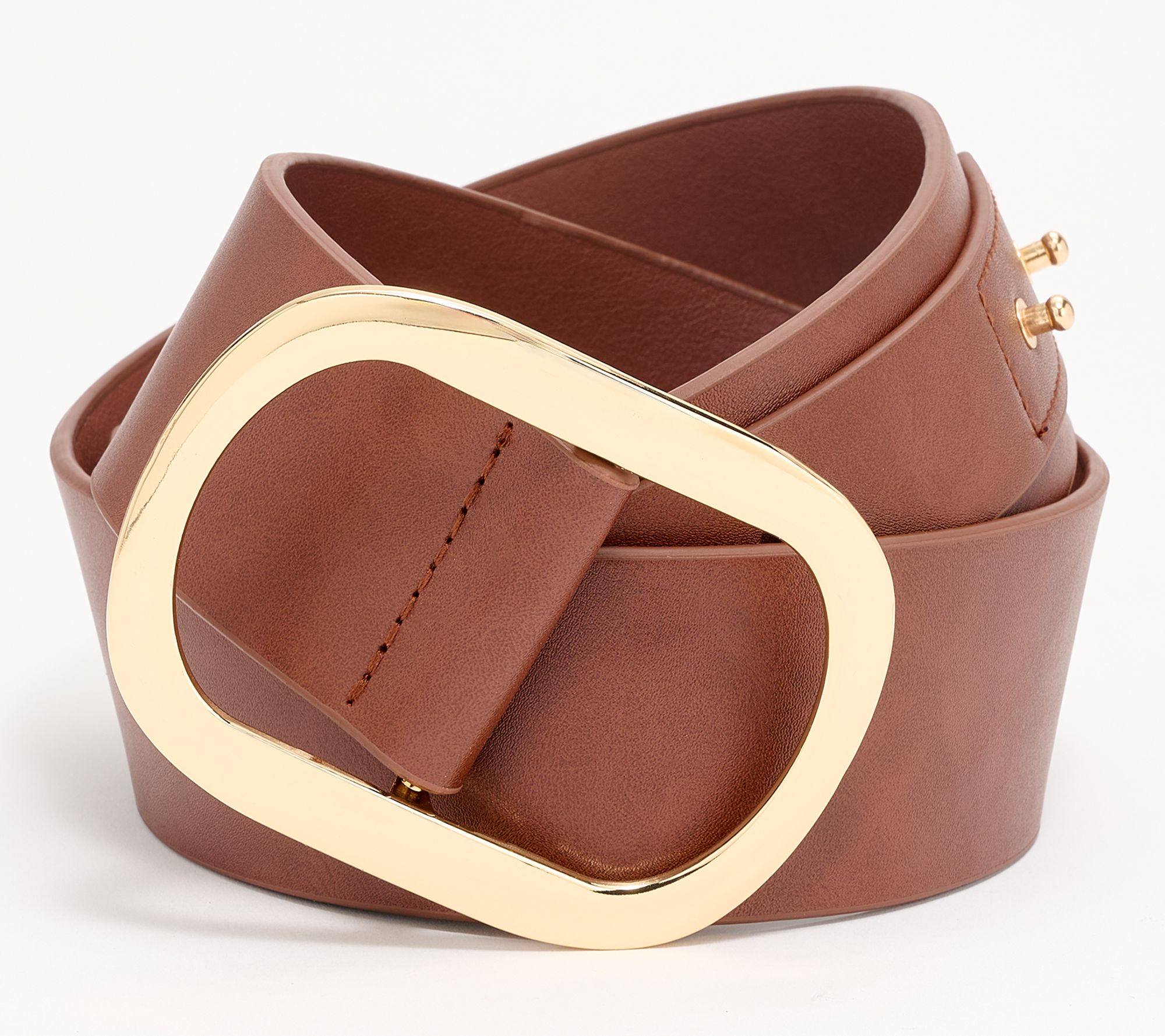"As Is" Susan Graver Faux Leather Contour Belt w/ Strap Buckle Closure ...