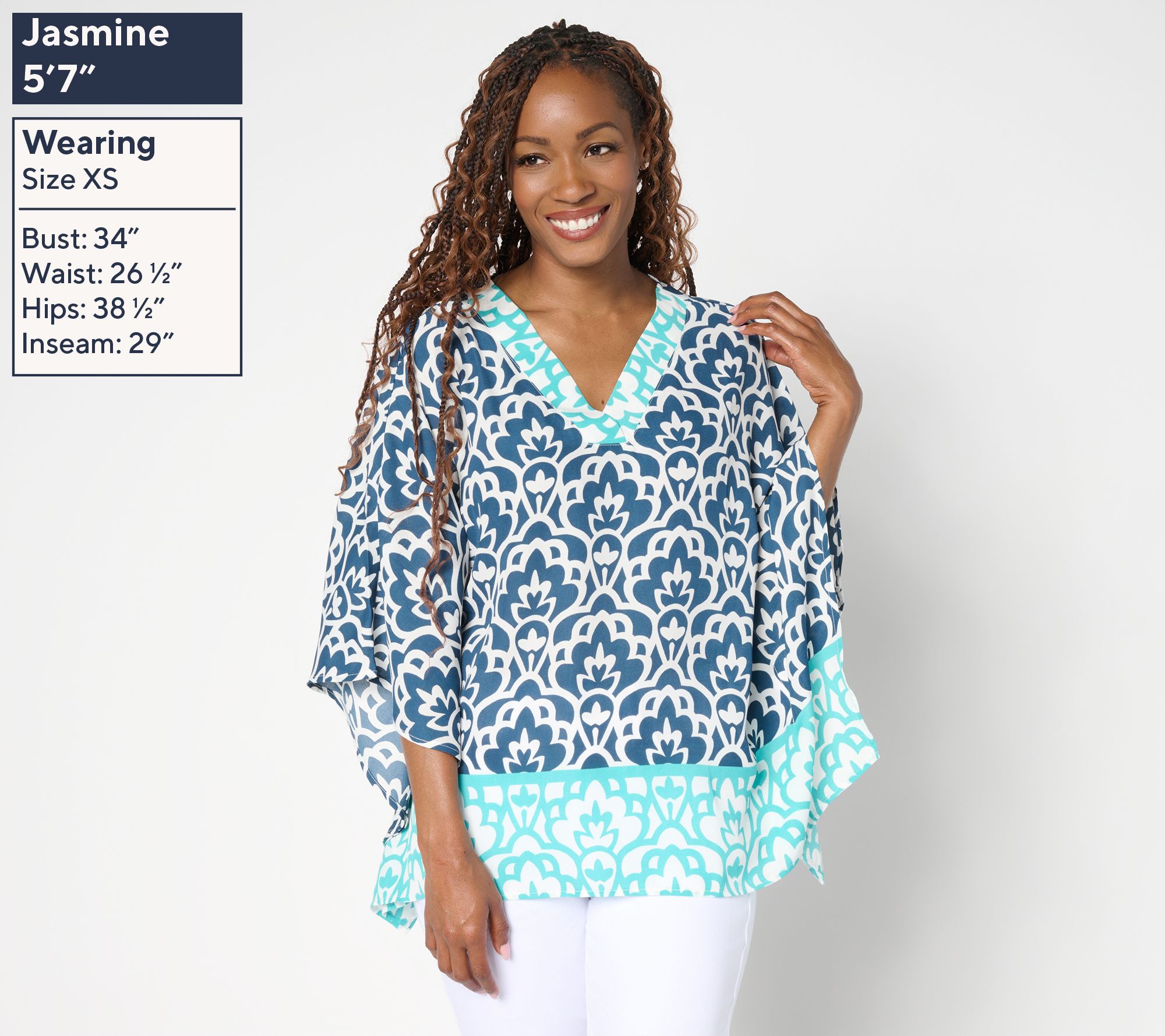 "As Is" Belle by Kim Gravel Art Deco Border Print Poncho - QVC.com