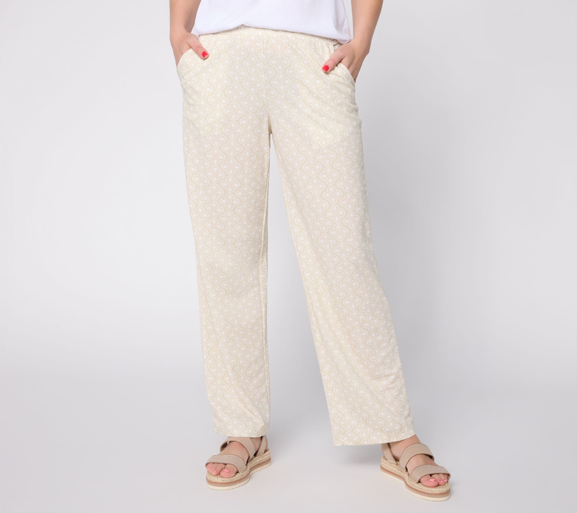 Belle by Kim Gravel Regular Cabana Knit Tile Beach Pant - QVC.com