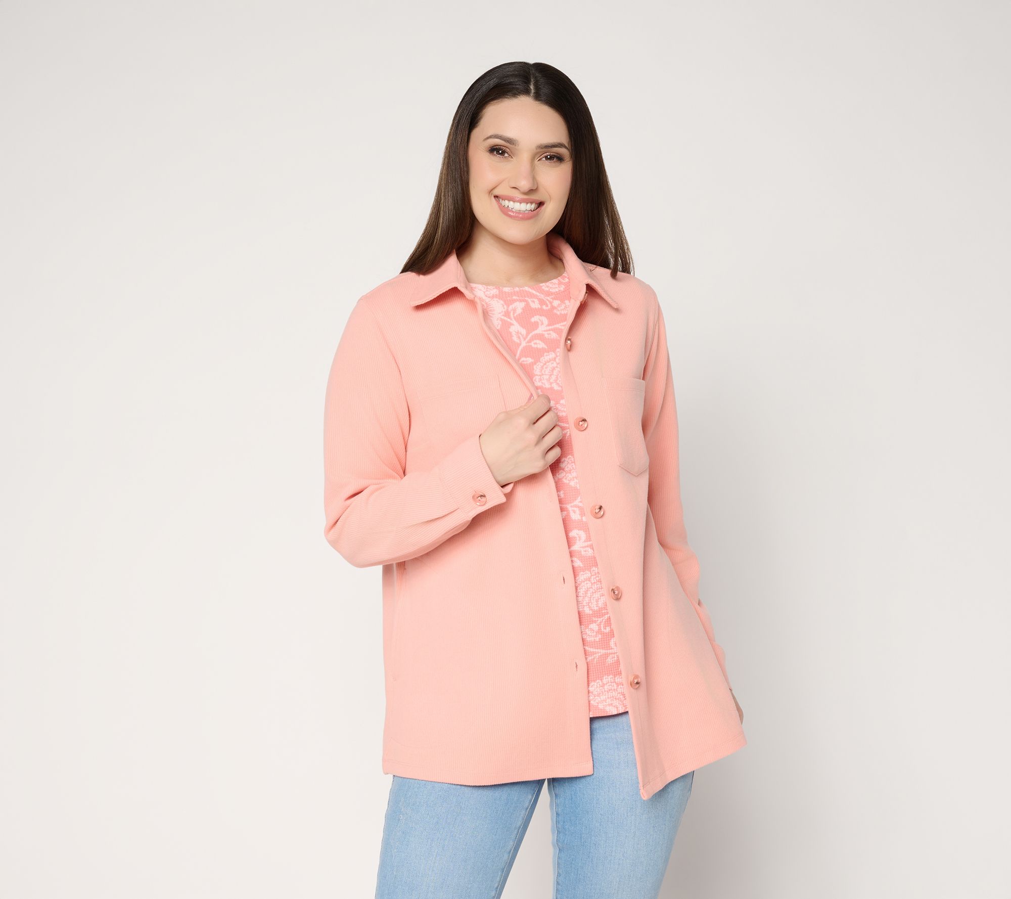 "As Is" Belle by Kim Gravel Quiet Luxury Knit Corduroy Big Shirt - QVC.com