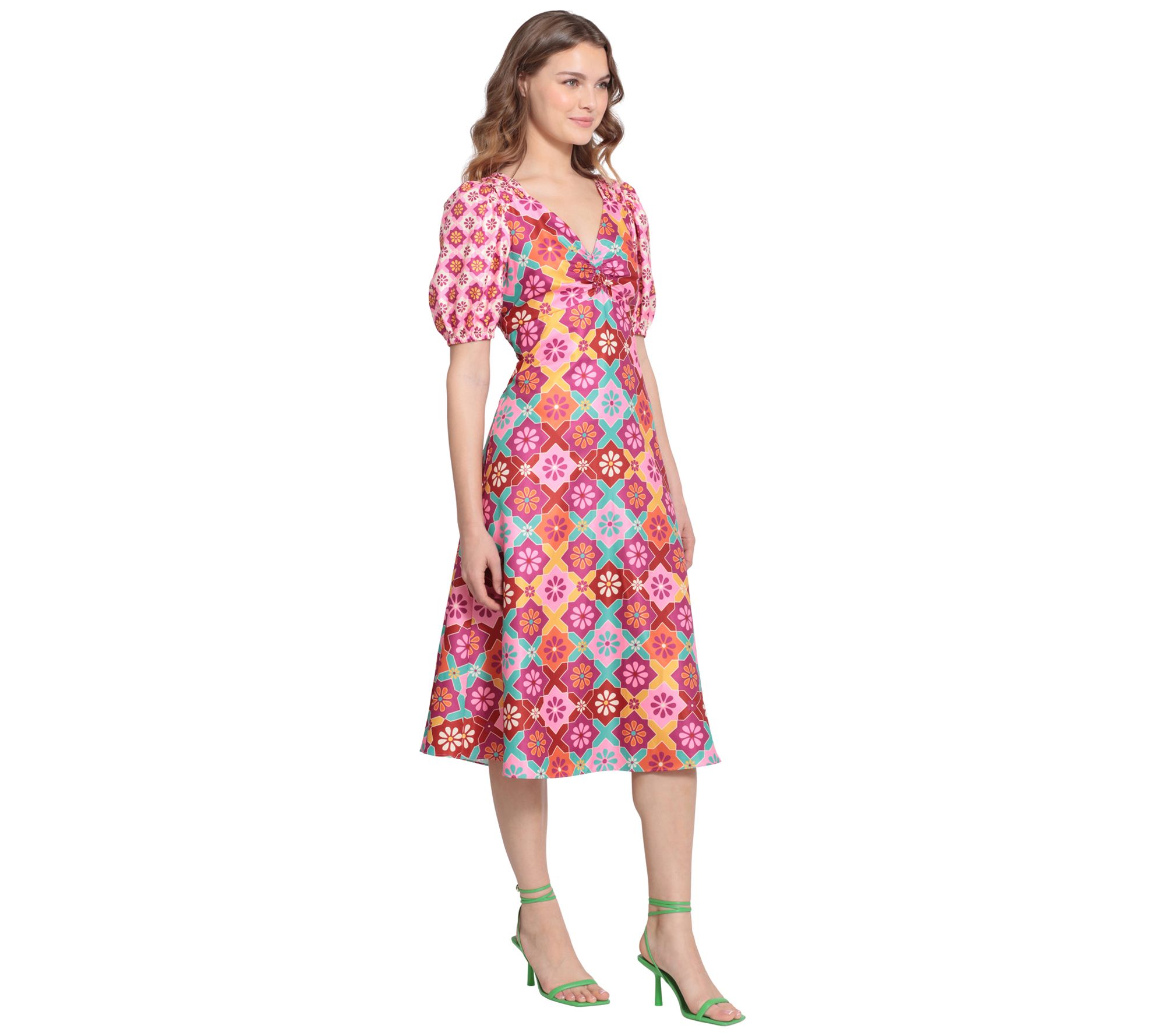 Donna Morgan Midi Dress with V-Neck - QVC.com