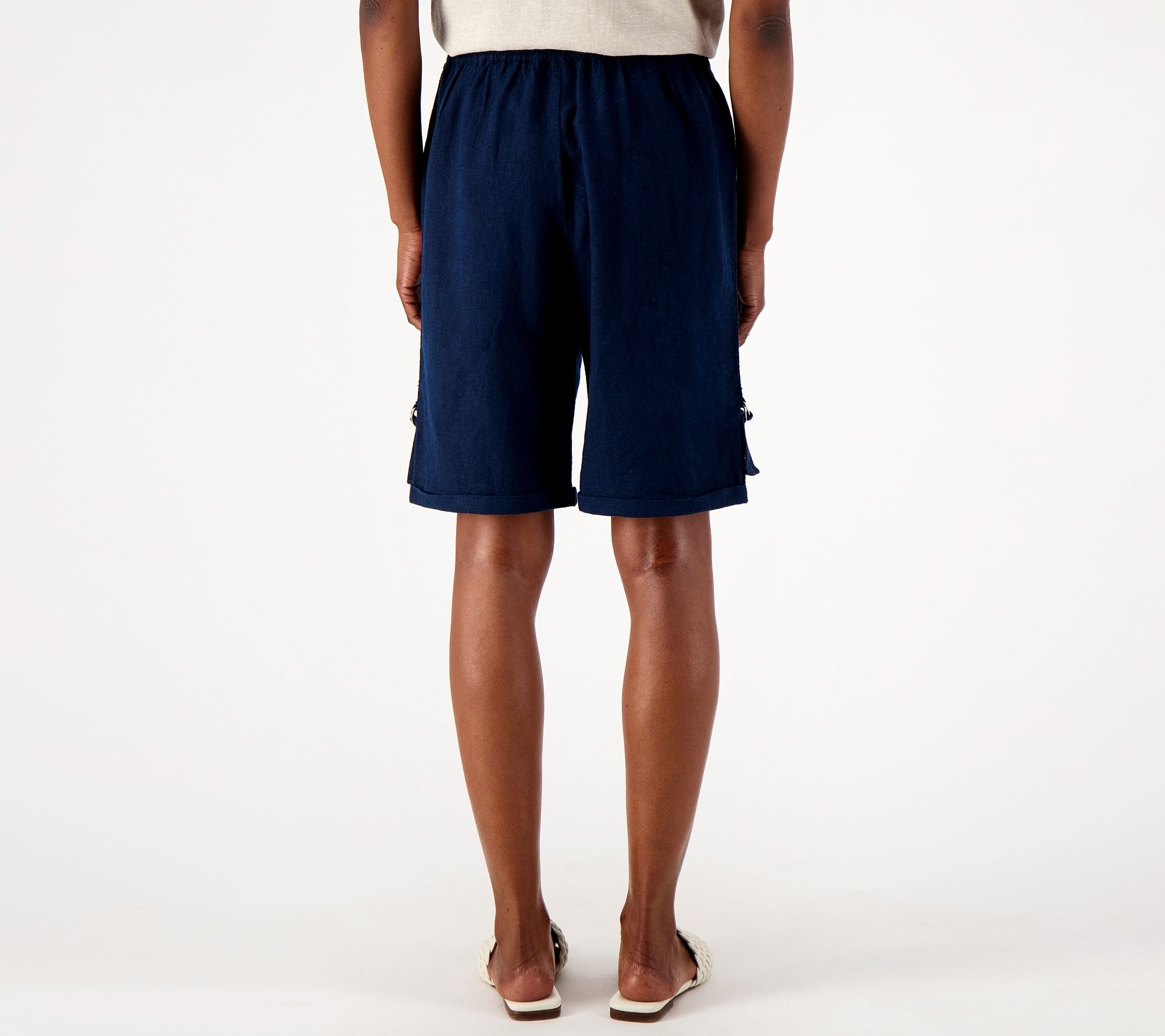 "As Is" Susan Graver PURE Linen Blend Bermuda Shorts w/Rolled Hem - QVC.com