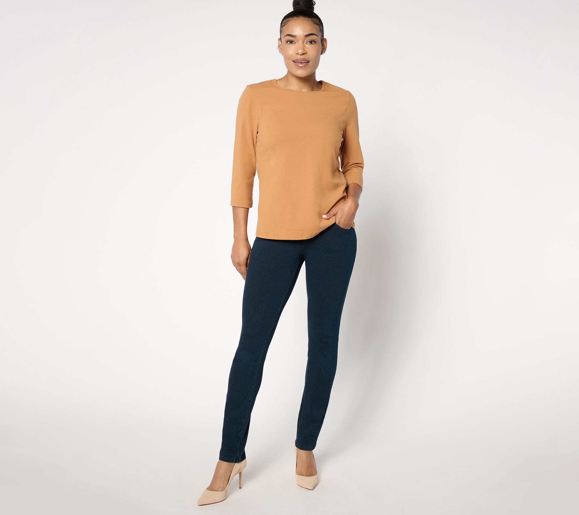 Women with Control Prime Stretch Tummy Control Slim Leg Pants - QVC.com