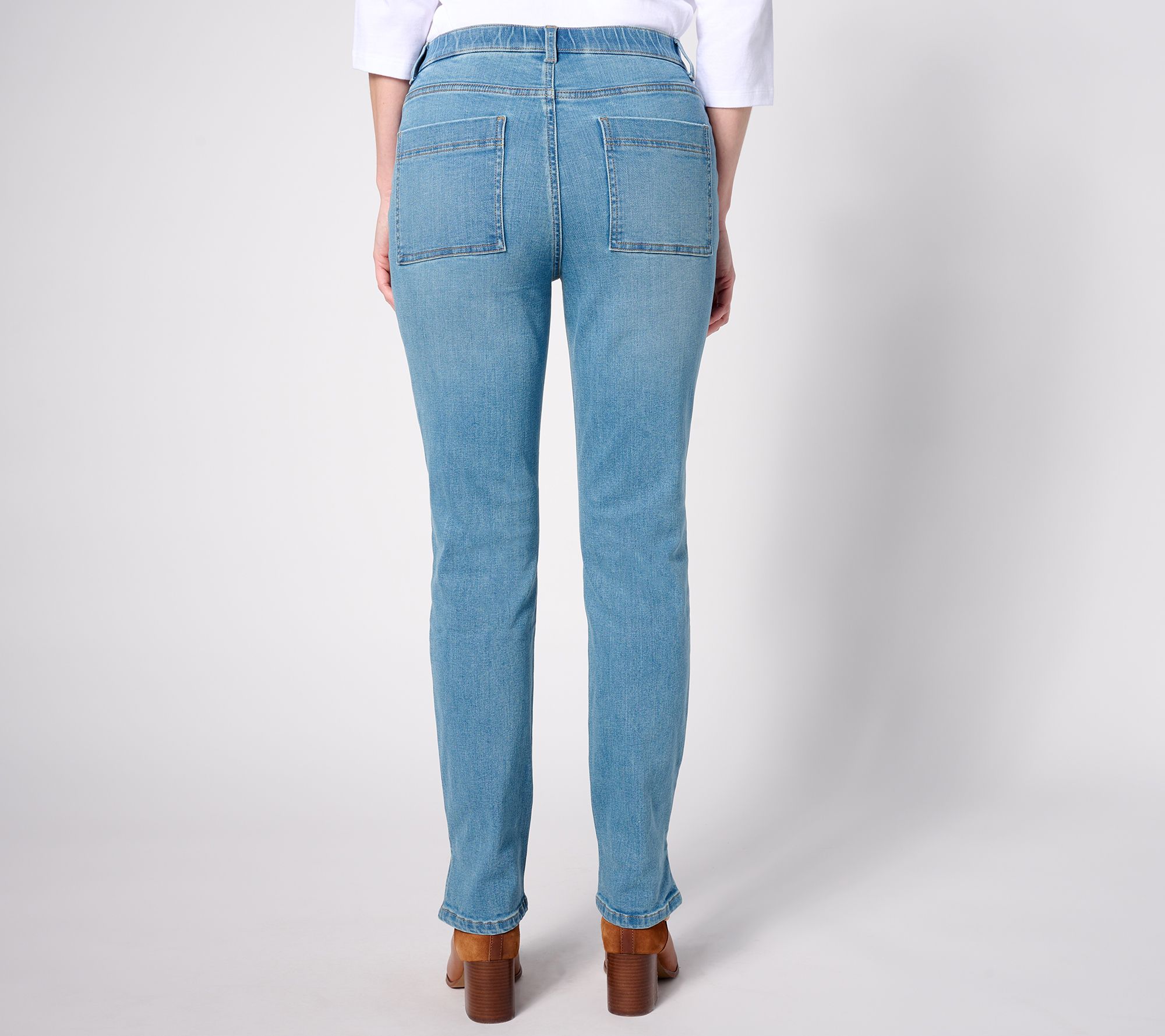 "As Is" Denim & Co. Tall Easy Stretch Utility Back Pocket Jeans - QVC.com