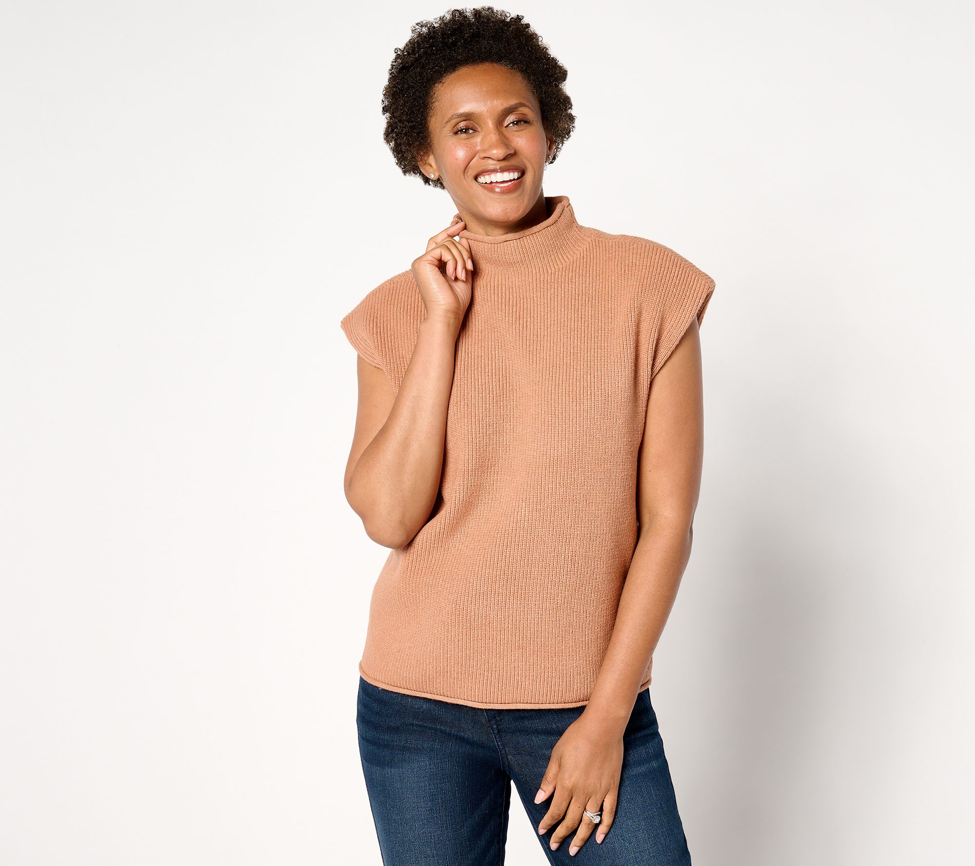 "As Is" Me by Jennie Garth Mattie Sweater Vest with Shoulder Pads - QVC.com