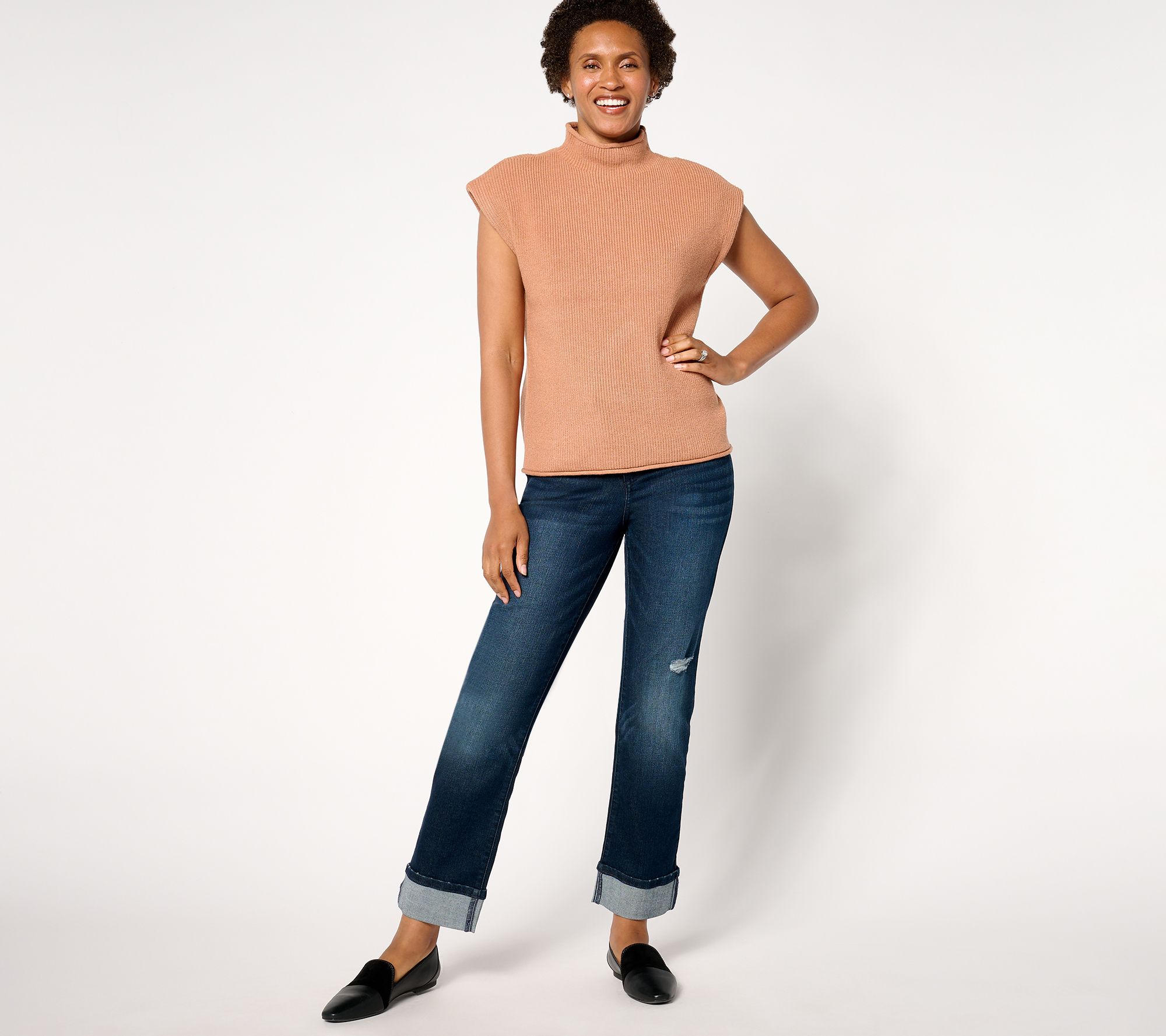 "As Is" Me by Jennie Garth Mattie Sweater Vest with Shoulder Pads - QVC.com