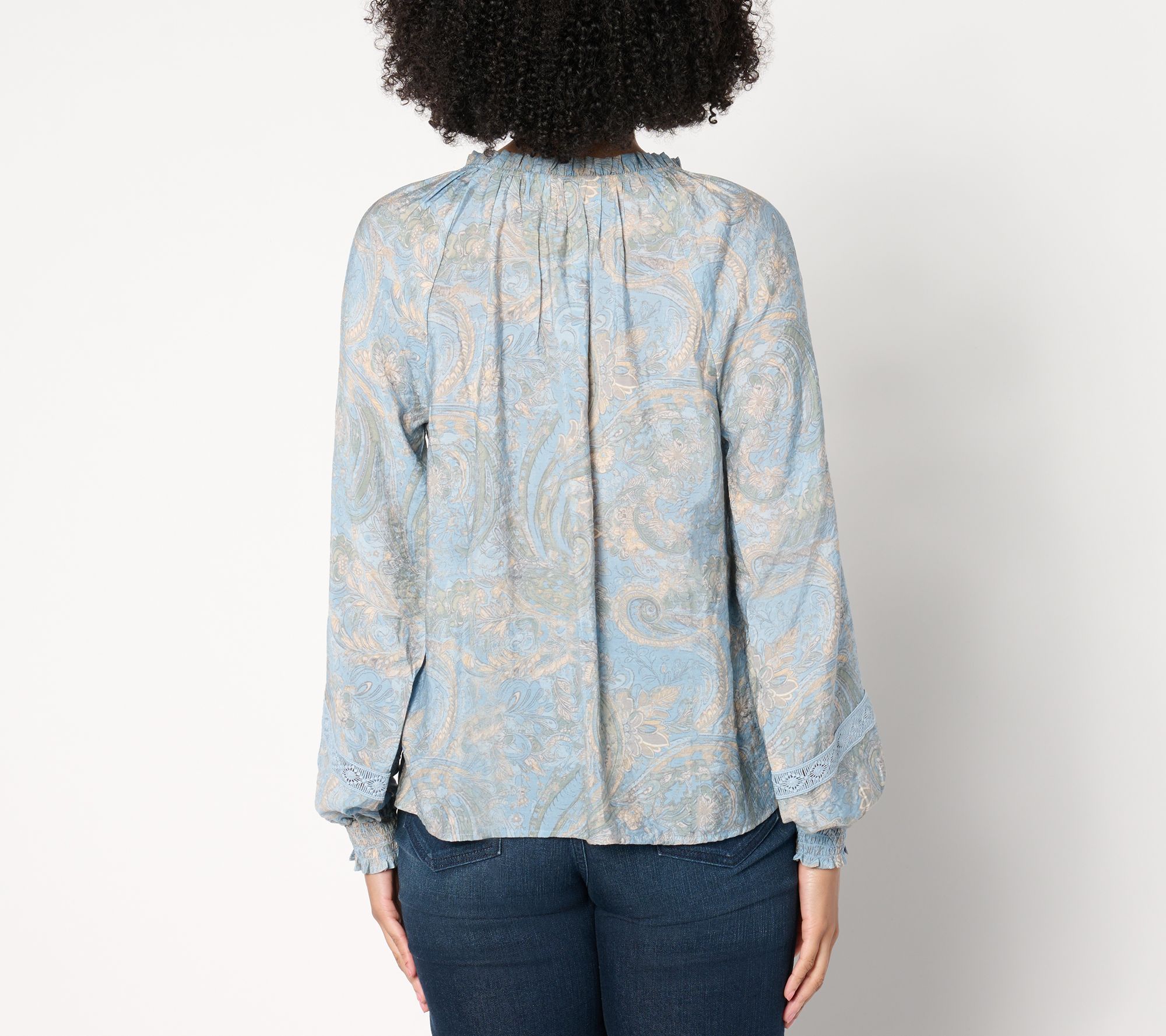 "As Is" Me by Jennie Garth Eleanor Woven Blouse with Ruffle Detail ...