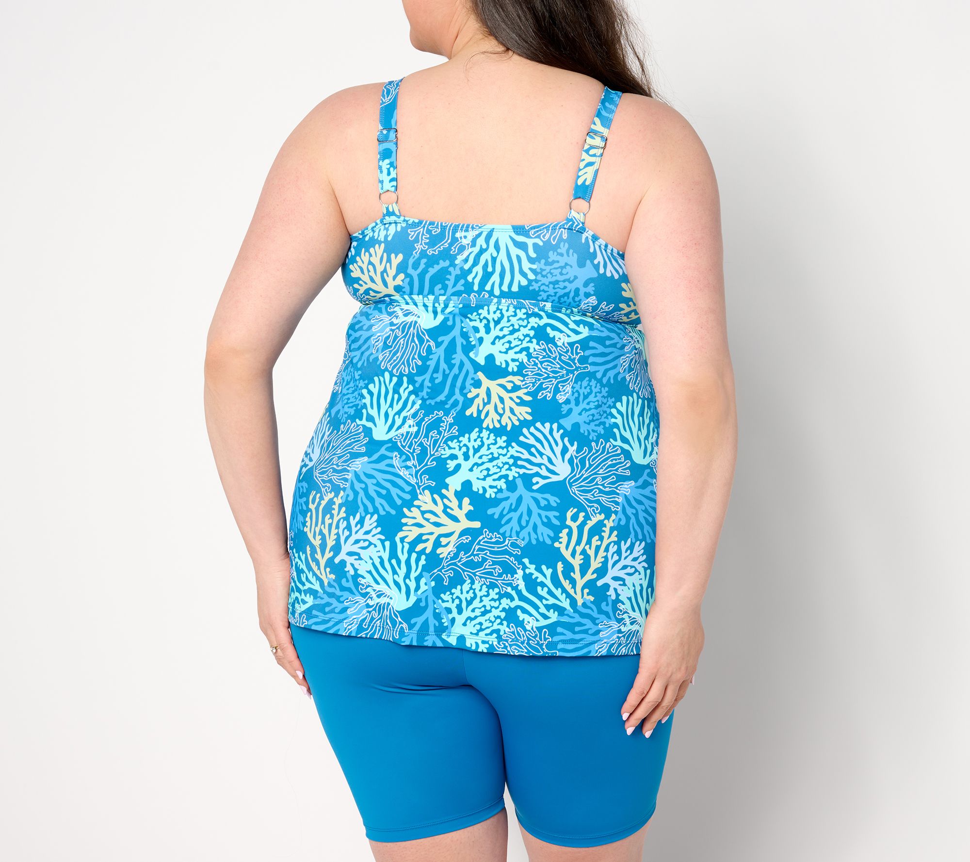 "As Is" Denim & Co. Beach Criss Cross Front Tankini with Swim Short ...