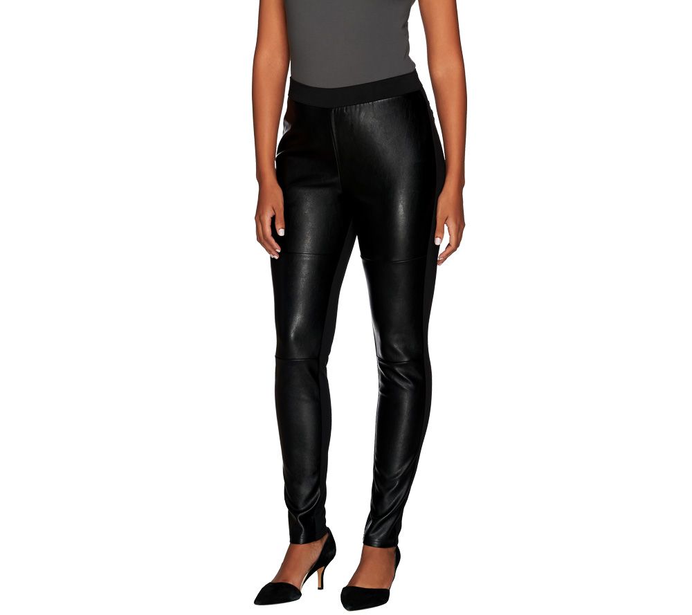 Dennis Basso Mixed Media Ponte and Faux Leather Leggings - QVC.com