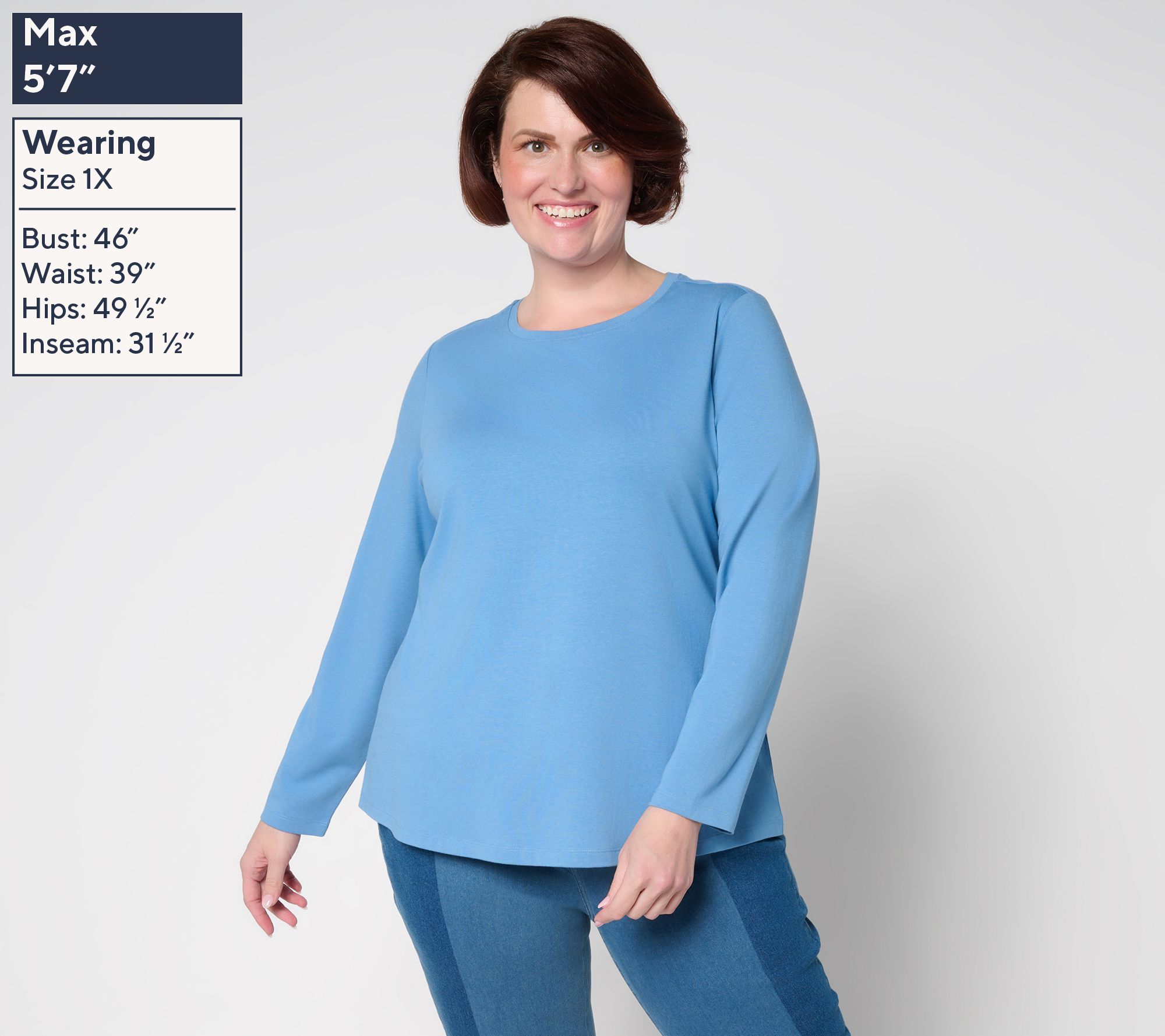 Denim & Co. Essentials Cool to the Touch Cotton Modal Long Sleeve Top ...