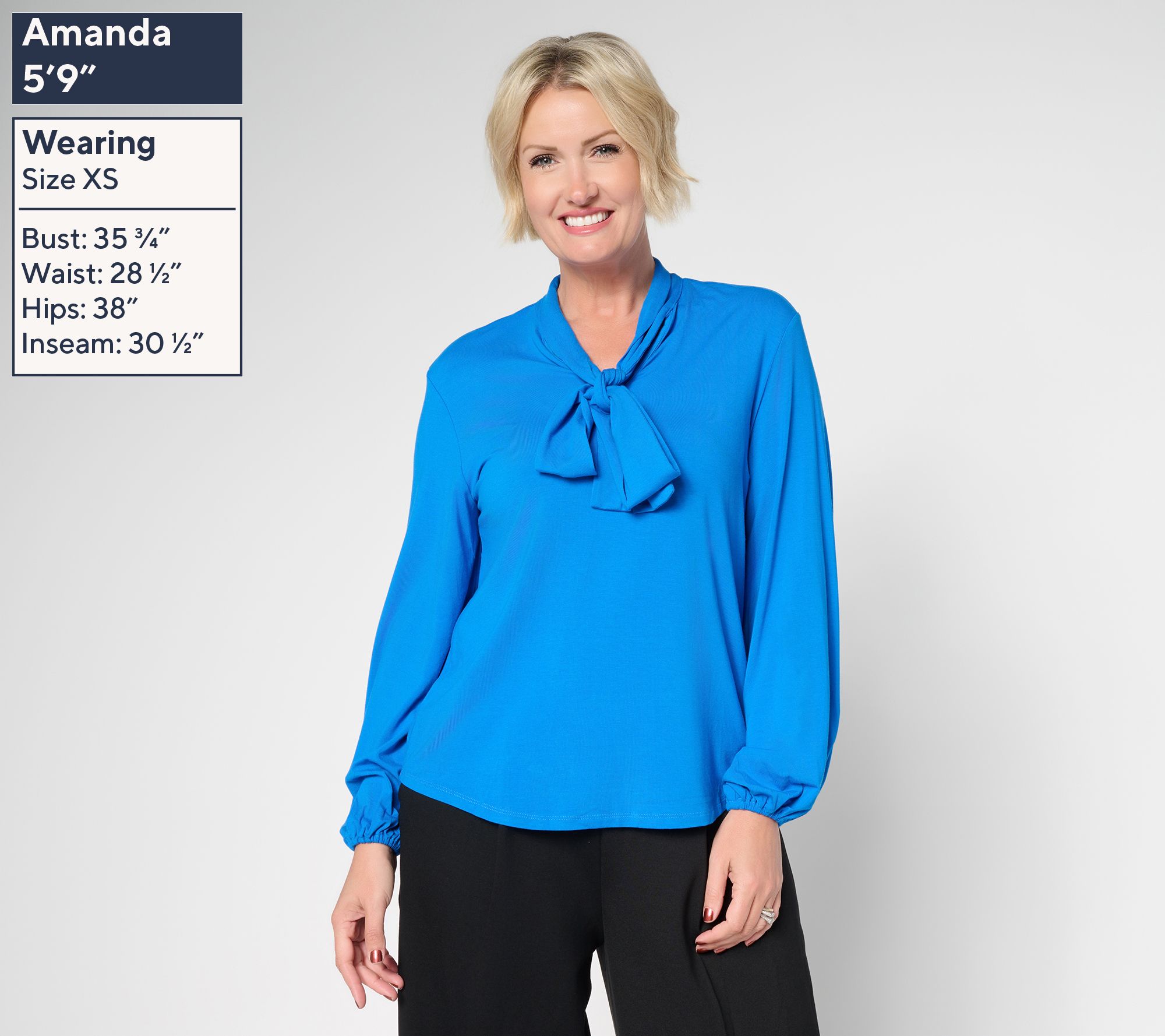 by Stacy London Pull-Over Jersey Bow Blouse - QVC.com