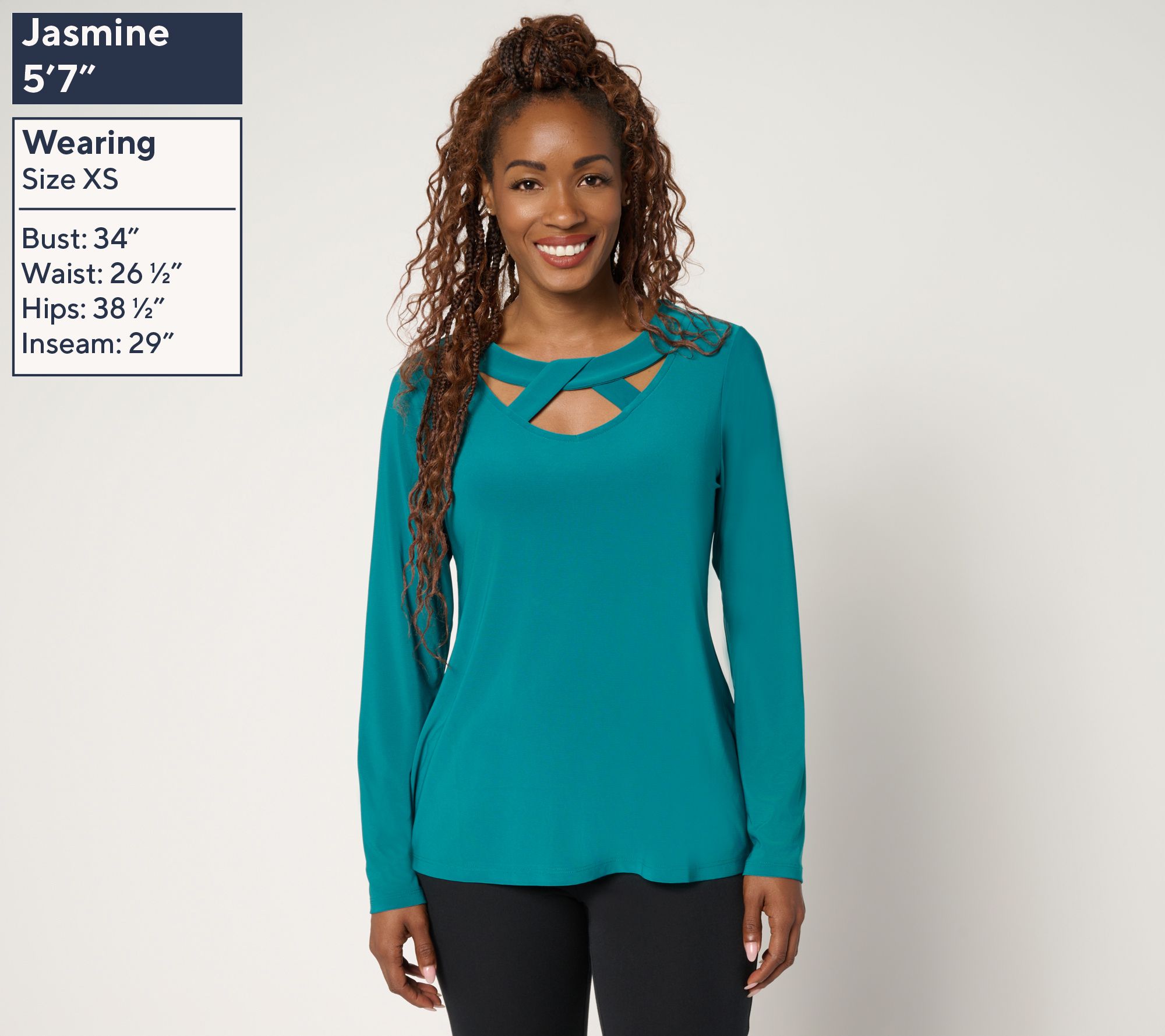 Attitudes by Renee Como Jersey Crossover Neck Top - QVC.com