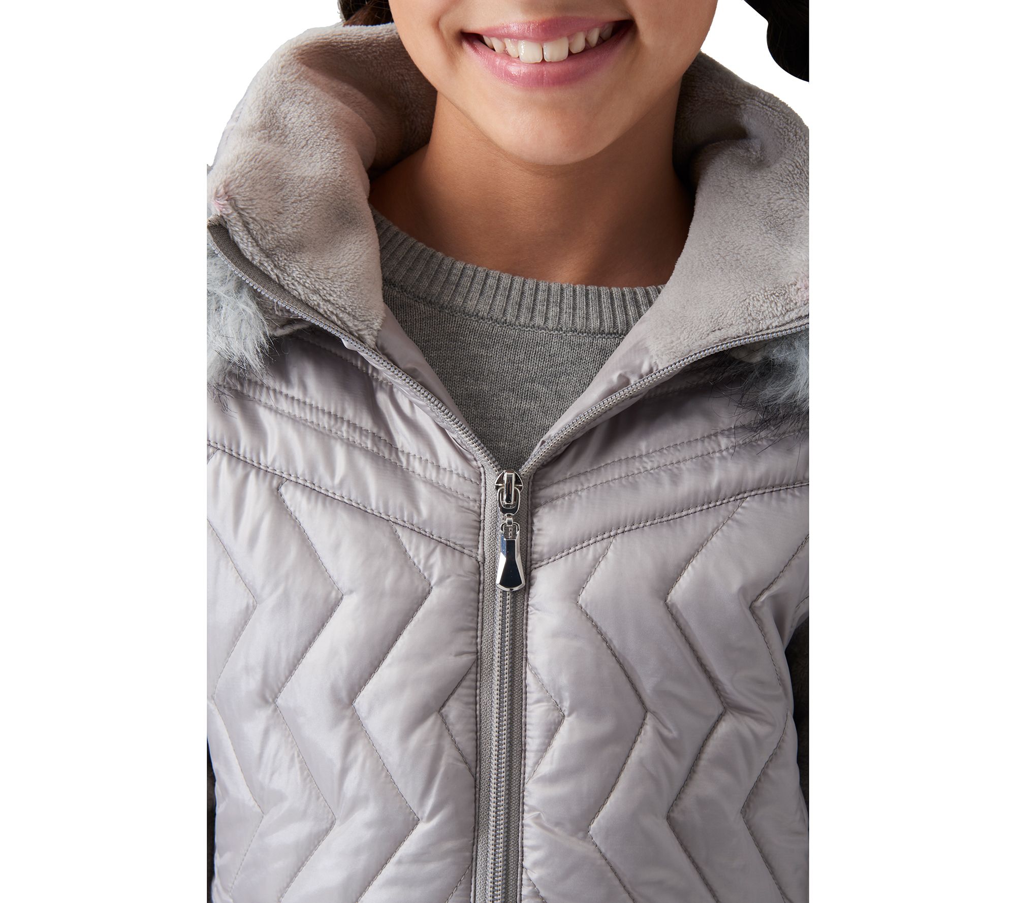 Gallery Girls Quilted Jacket with Knit Sleeves - QVC.com