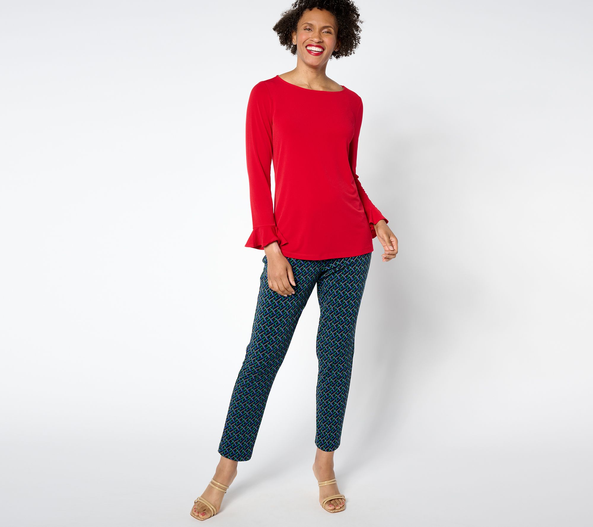 Susan Graver Liquid Knit Flutter Bracelet Sleeve Top