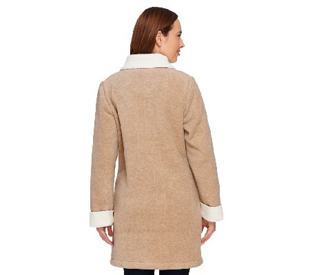 Denim & Co. Fleece Button Front Jacket with Sherpa Lining - QVC.com