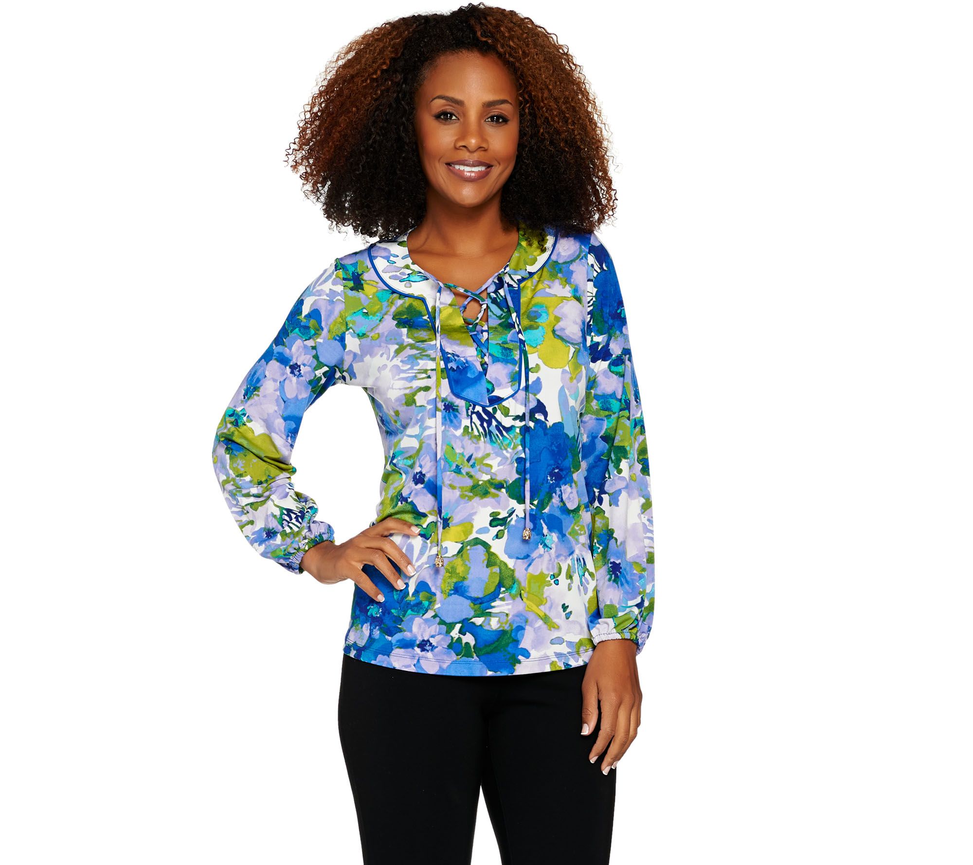 Susan Graver Printed Liquid Knit Top - QVC.com