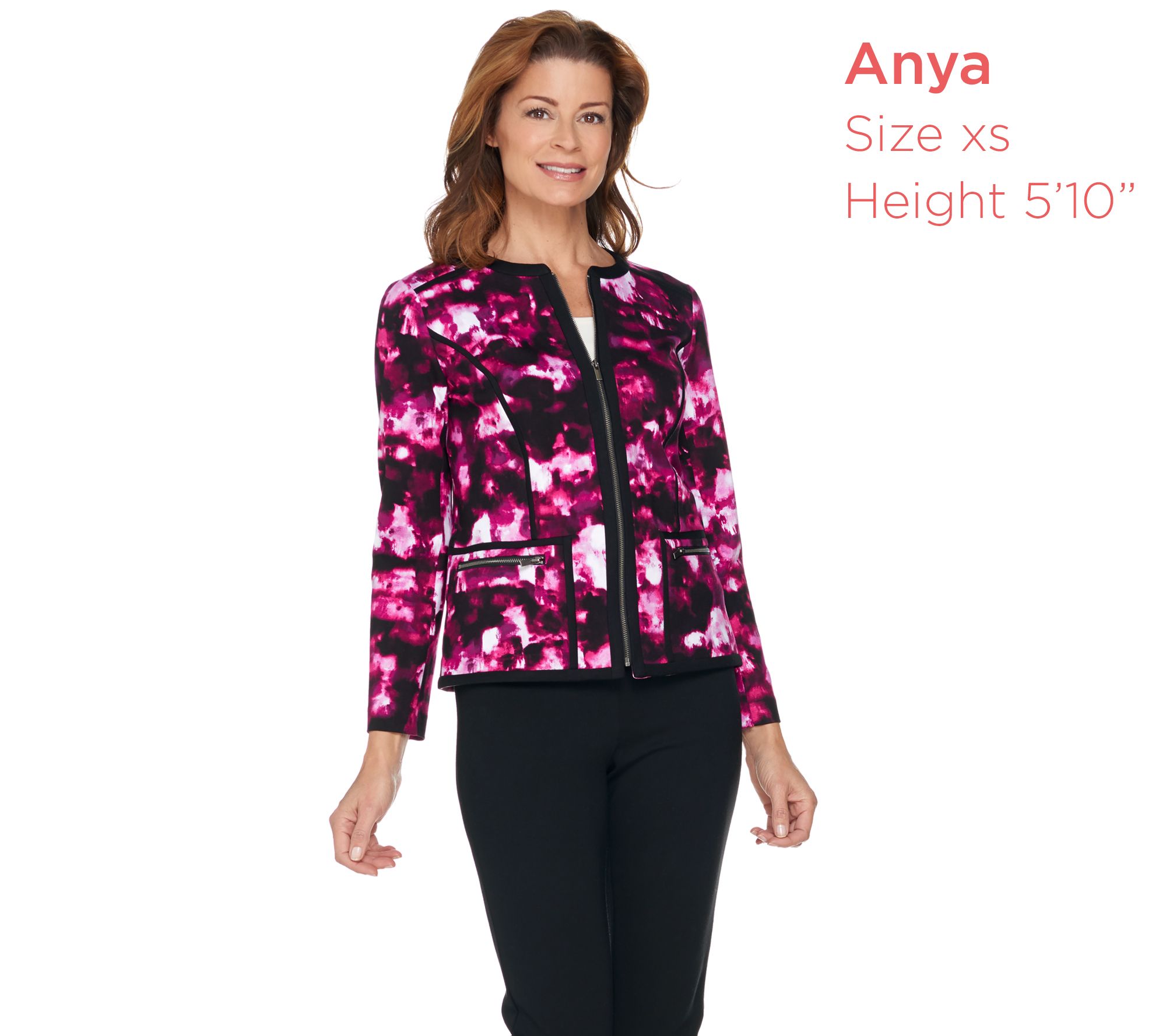 Kelly by Clinton Kelly Printed Ponte Jacket with Contrast Piping - QVC.com