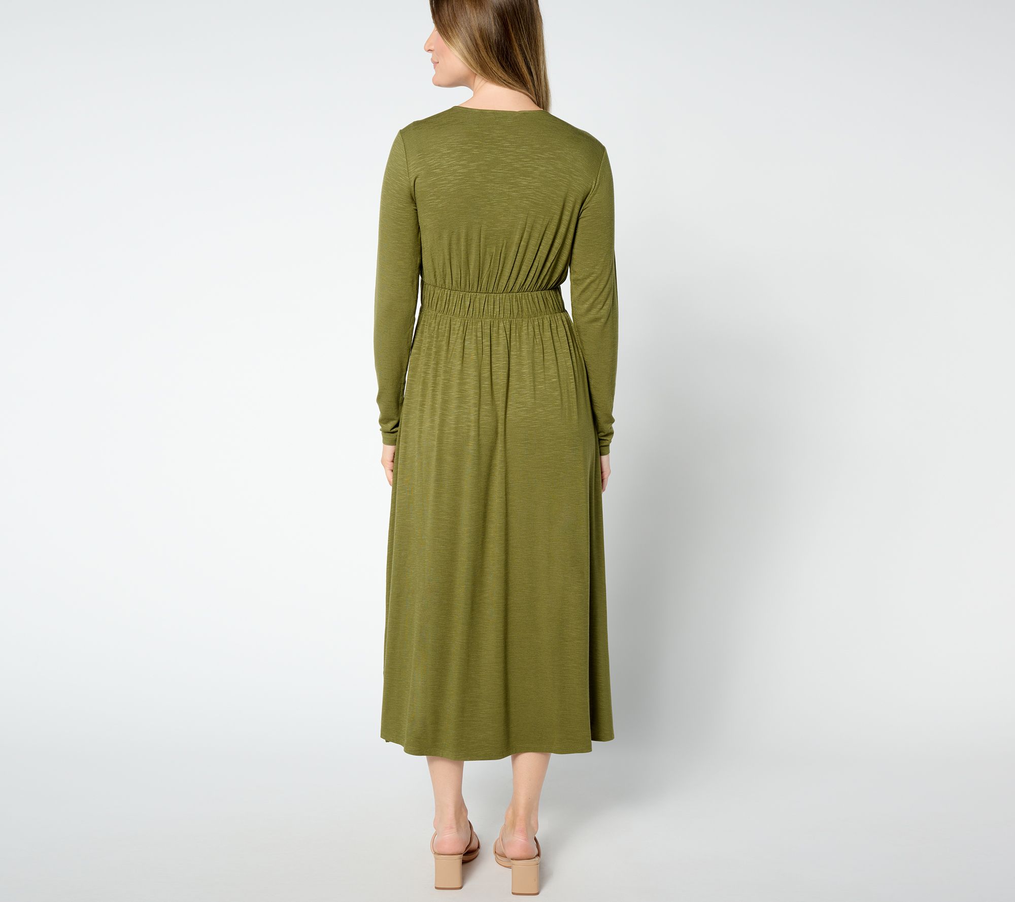 "As Is" Peace Love World Reg V-Neck Long Sleeve Midi Dress - QVC.com