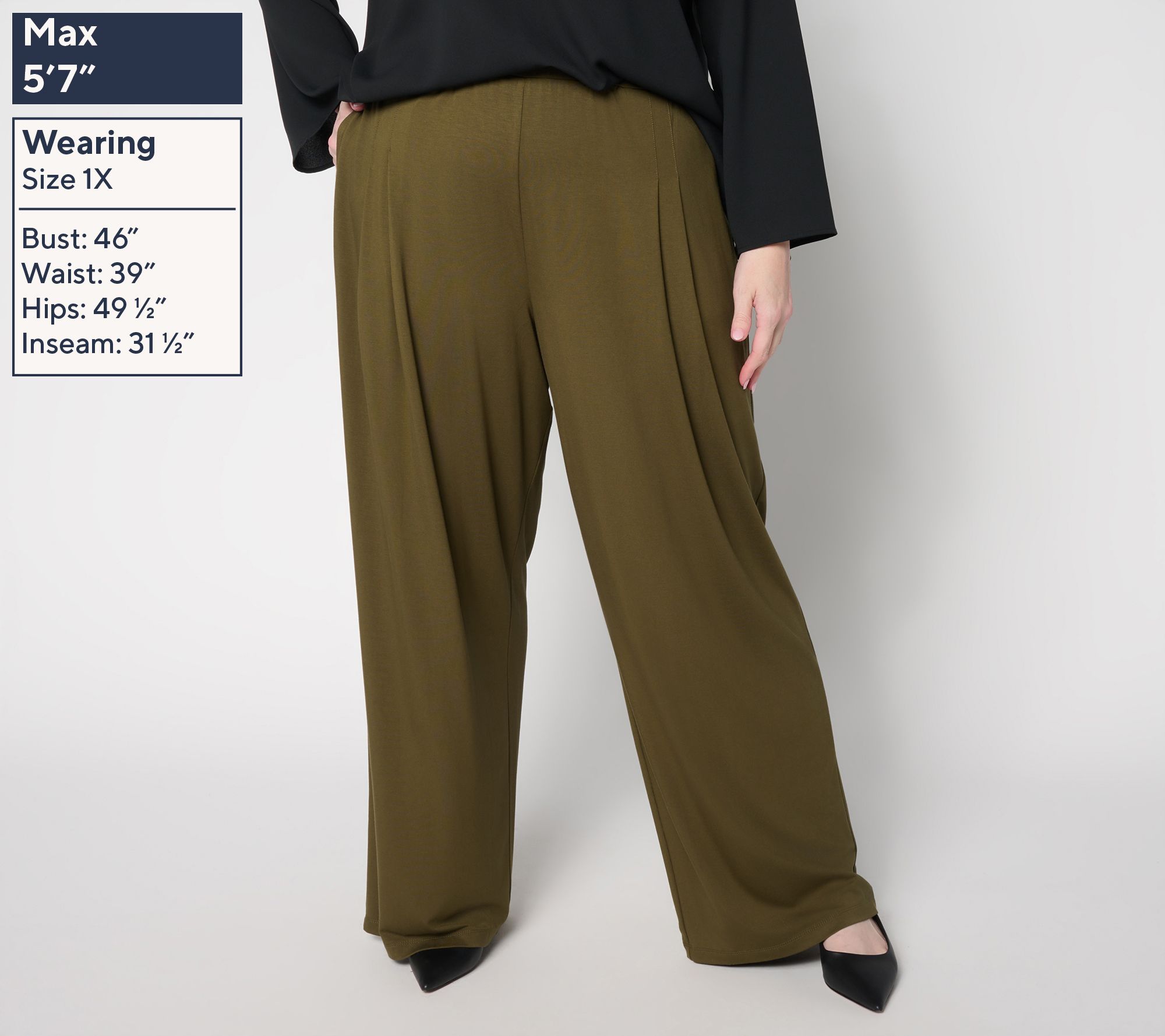 Susan Graver Essentials Regular Rayon Allure Knit Pleated Pant - QVC.com
